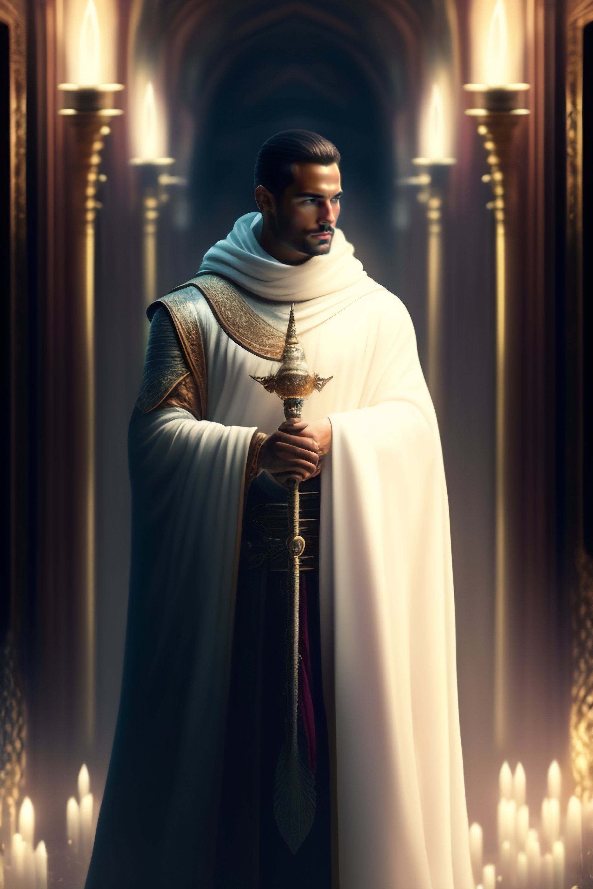 Lexica - , fantasy, a bold man standing alone with he's a head bowed ...