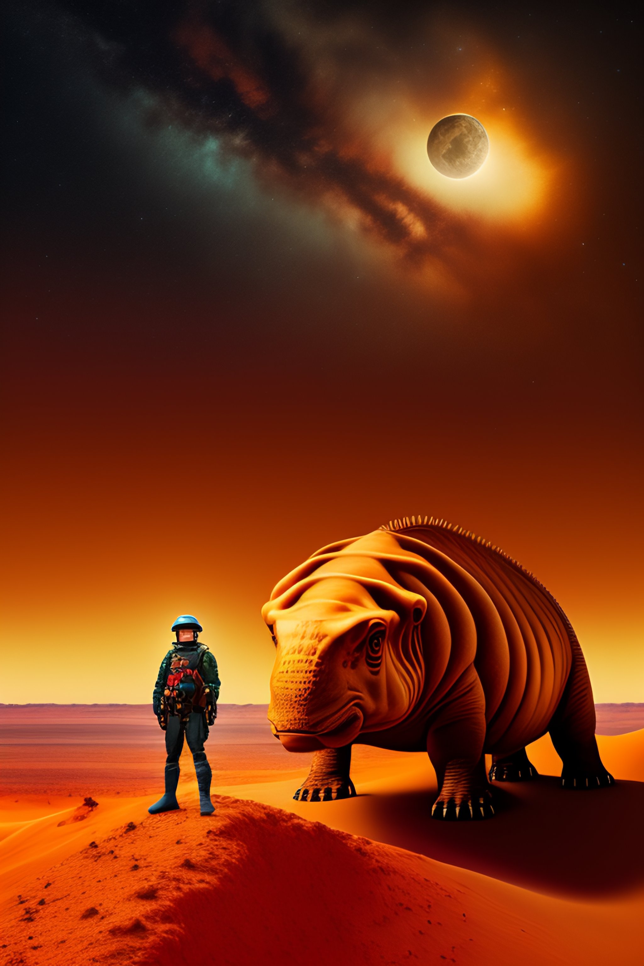 Lexica - Portrait of myself in mars with dinasaur