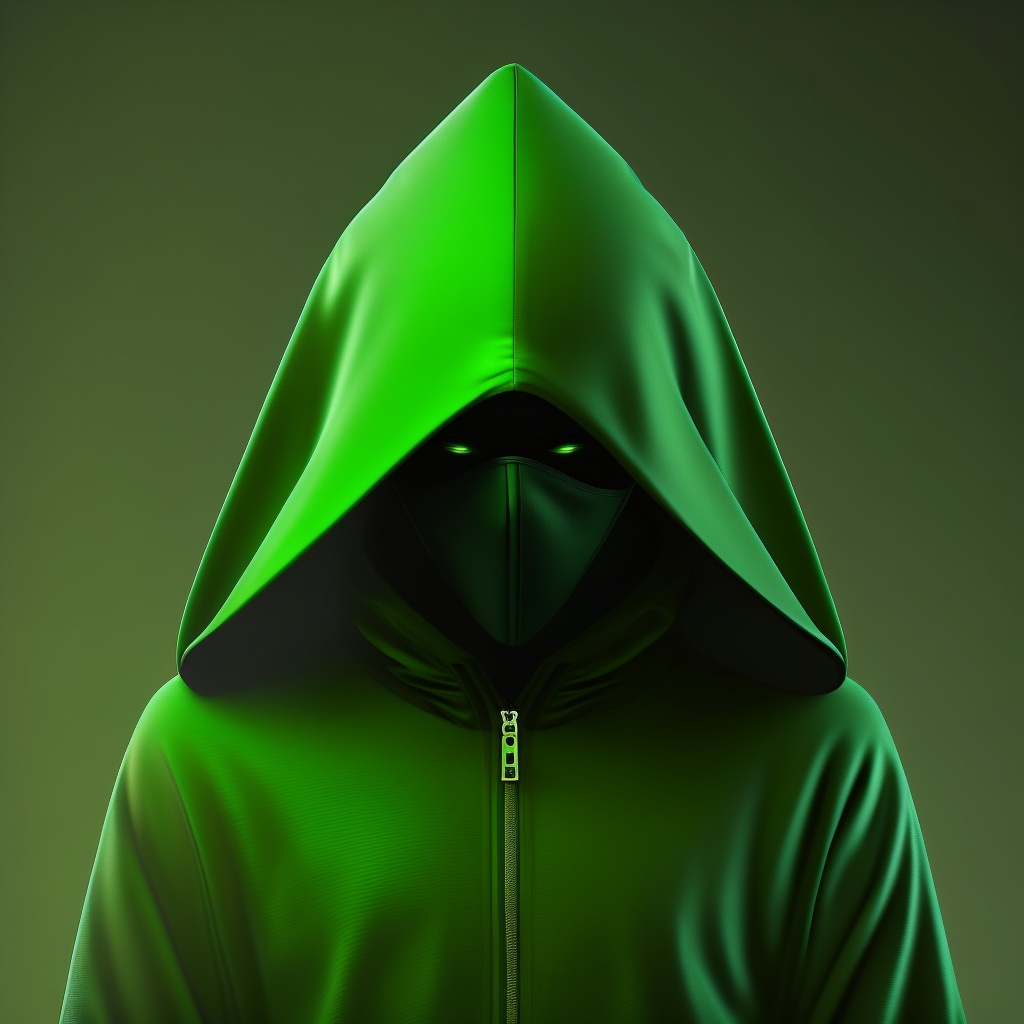 Lexica - Hooded green, faceless, dark man