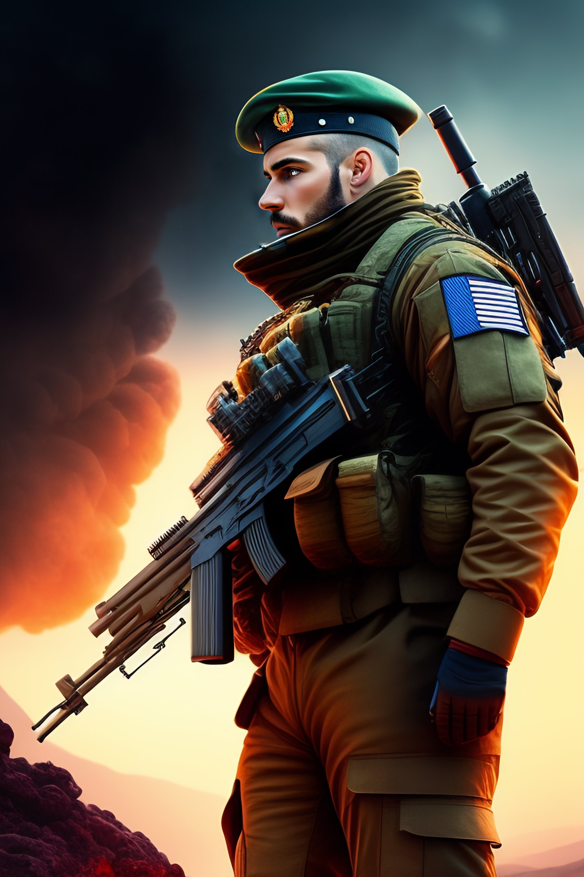 Lexica - French soldier with an AK-47 and a strong armor broken, in ...