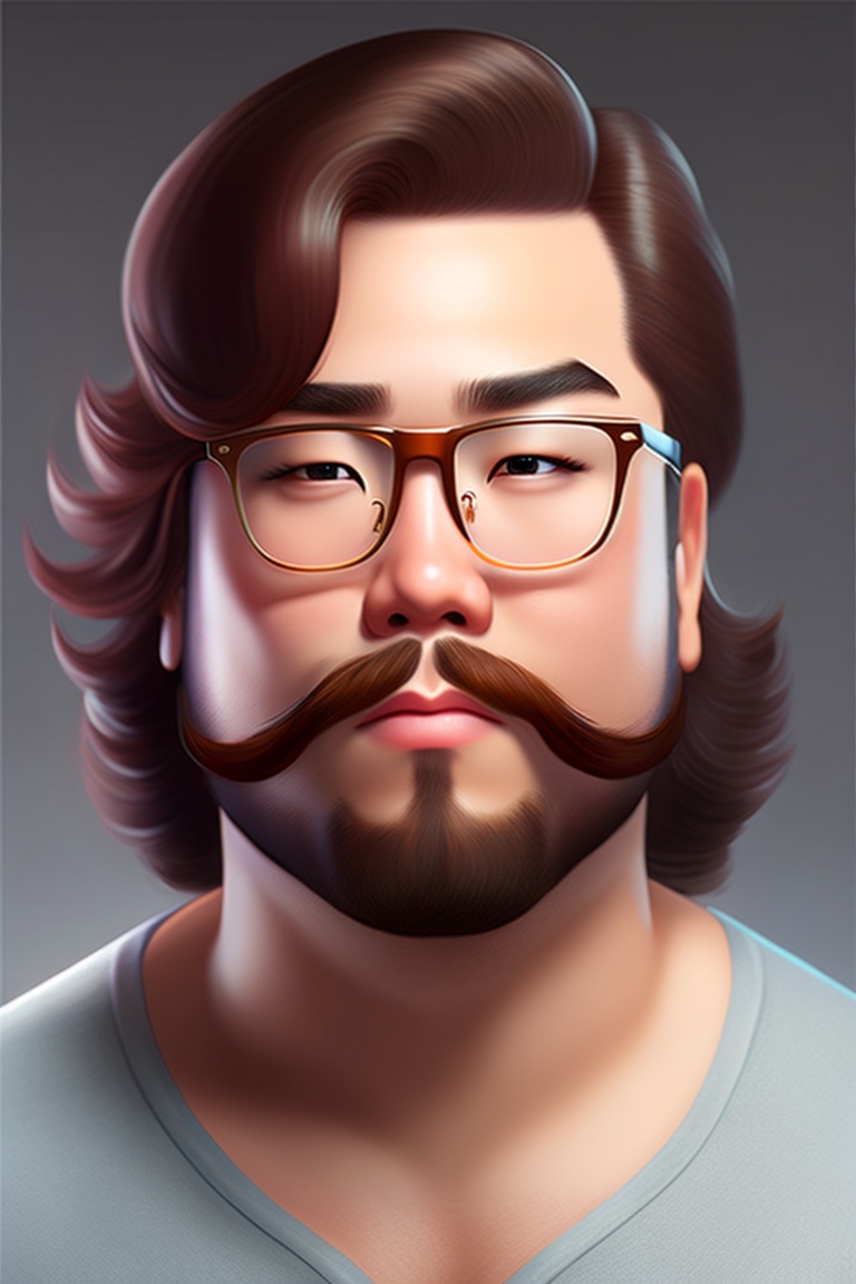 Lexica - A fat man wearing glasses, fishi eyes, thin lips, round face ...