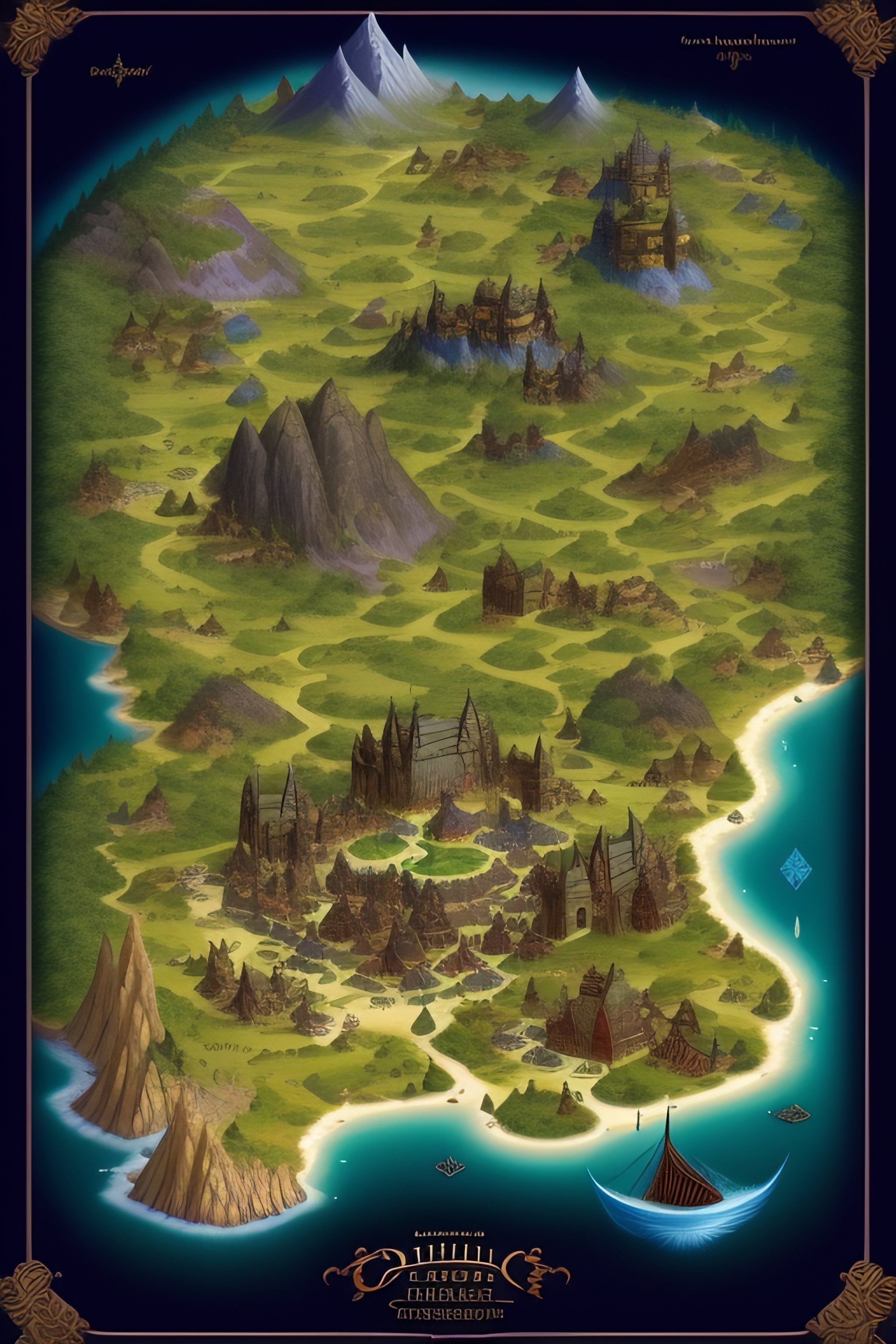 Lexica - An illustrated fantasy country map, tabletop game, detailed ...