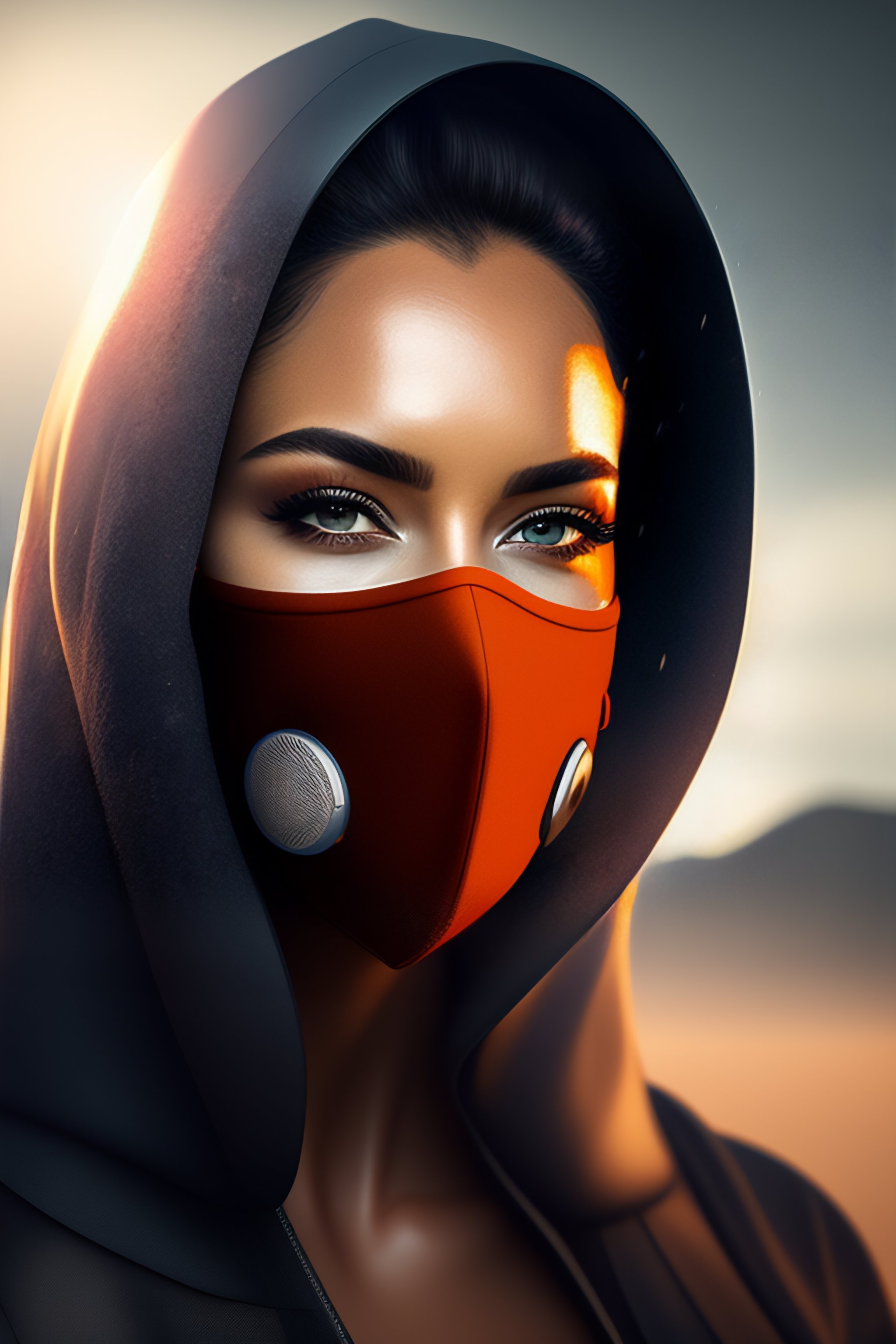 Lexica - Realistic utra face mask with br brushed background