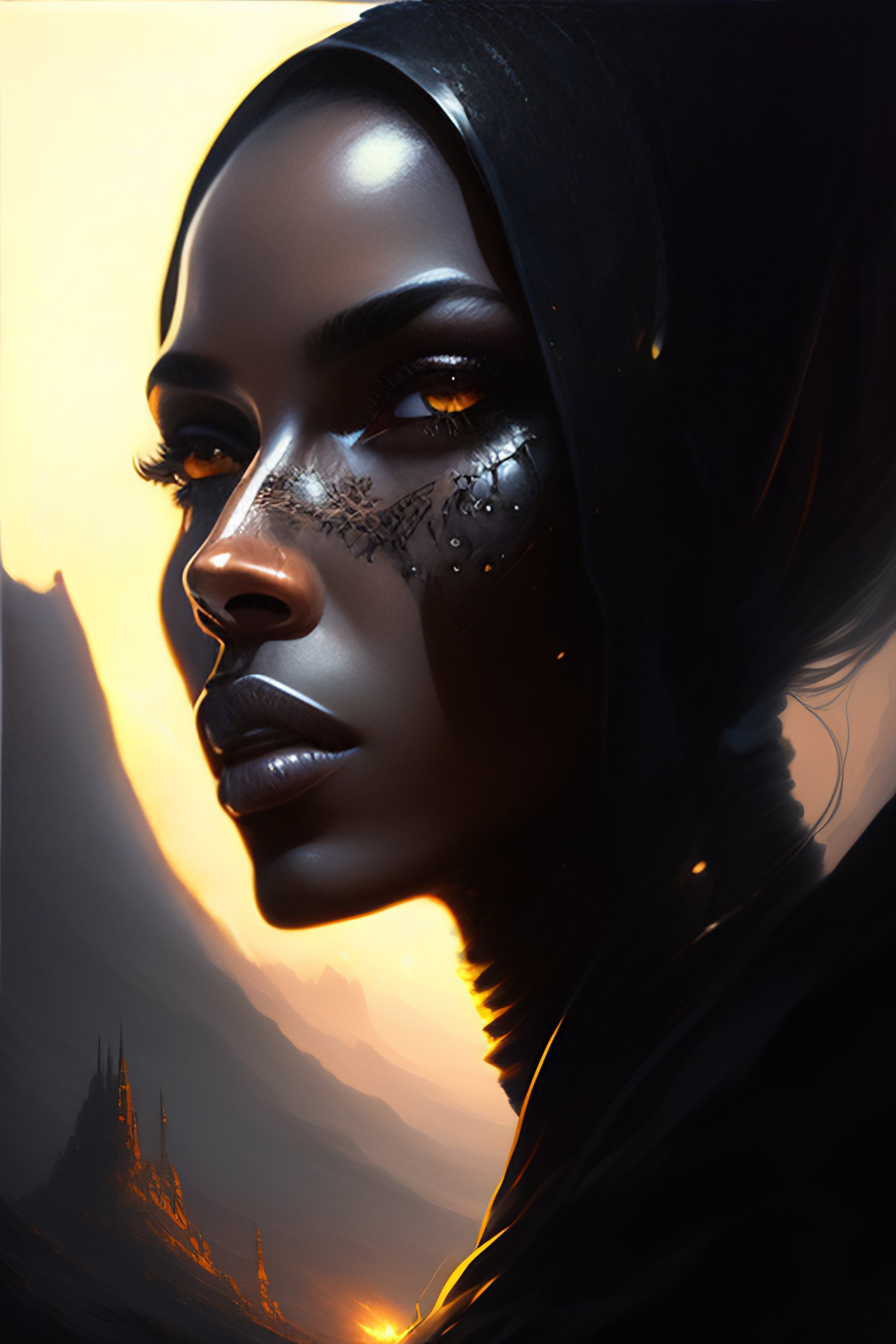 Lexica - Realist picture centered face portrait evil big eyed skull ...