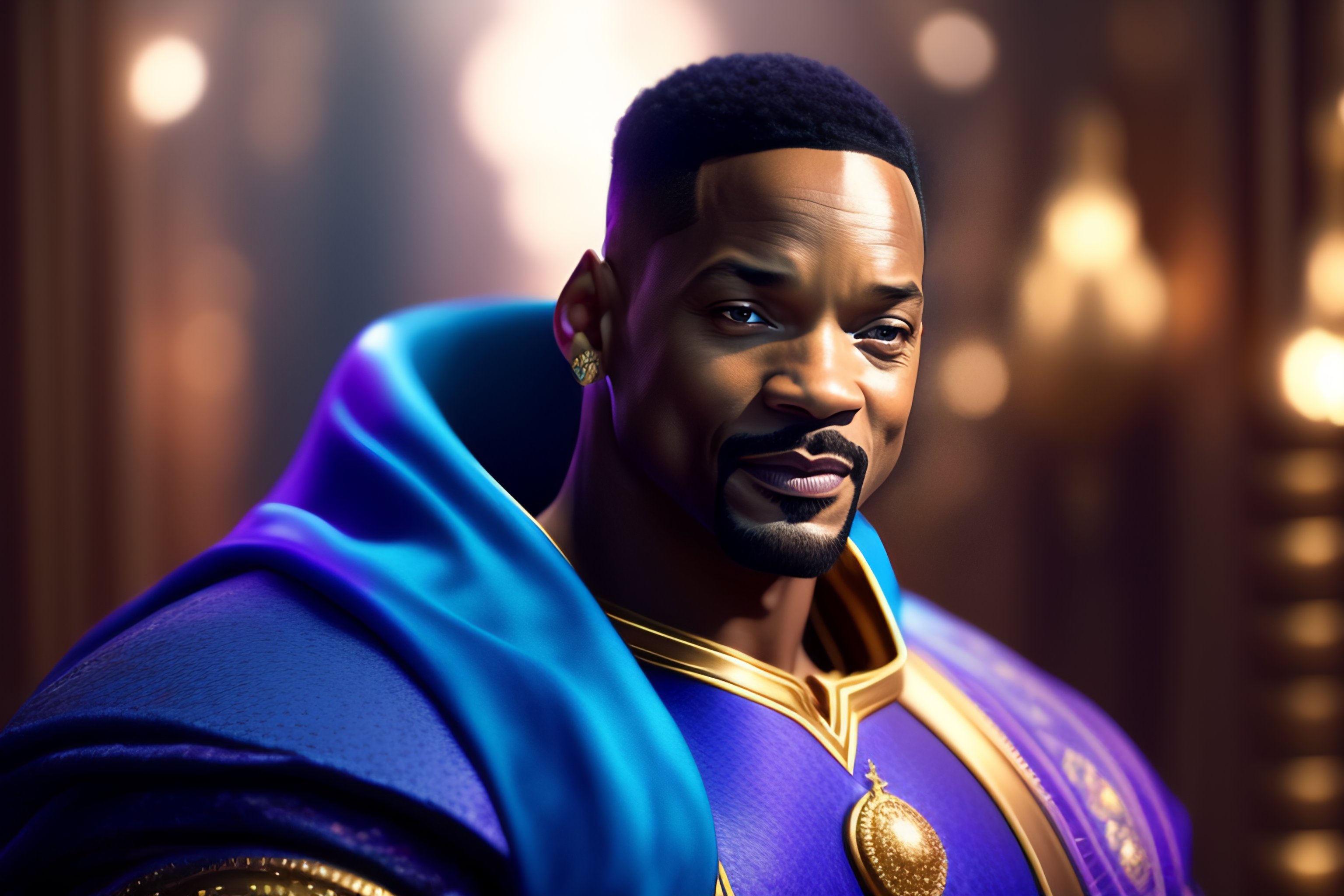 Lexica - Will smith as the genie from alladin with a pistol, photo ...