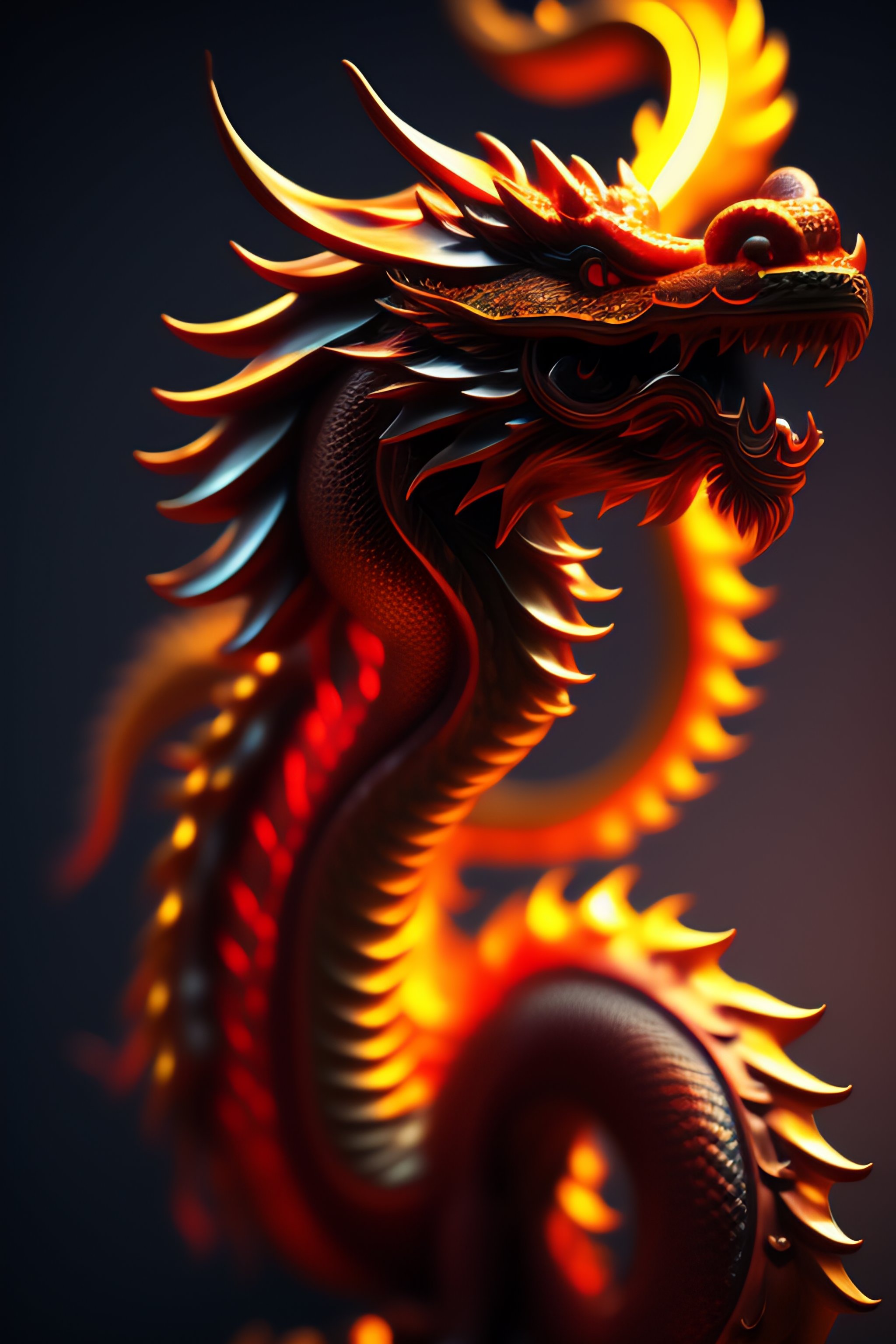 Lexica - A Chinese dragon coiling around itself , HDR, Ultra High ...