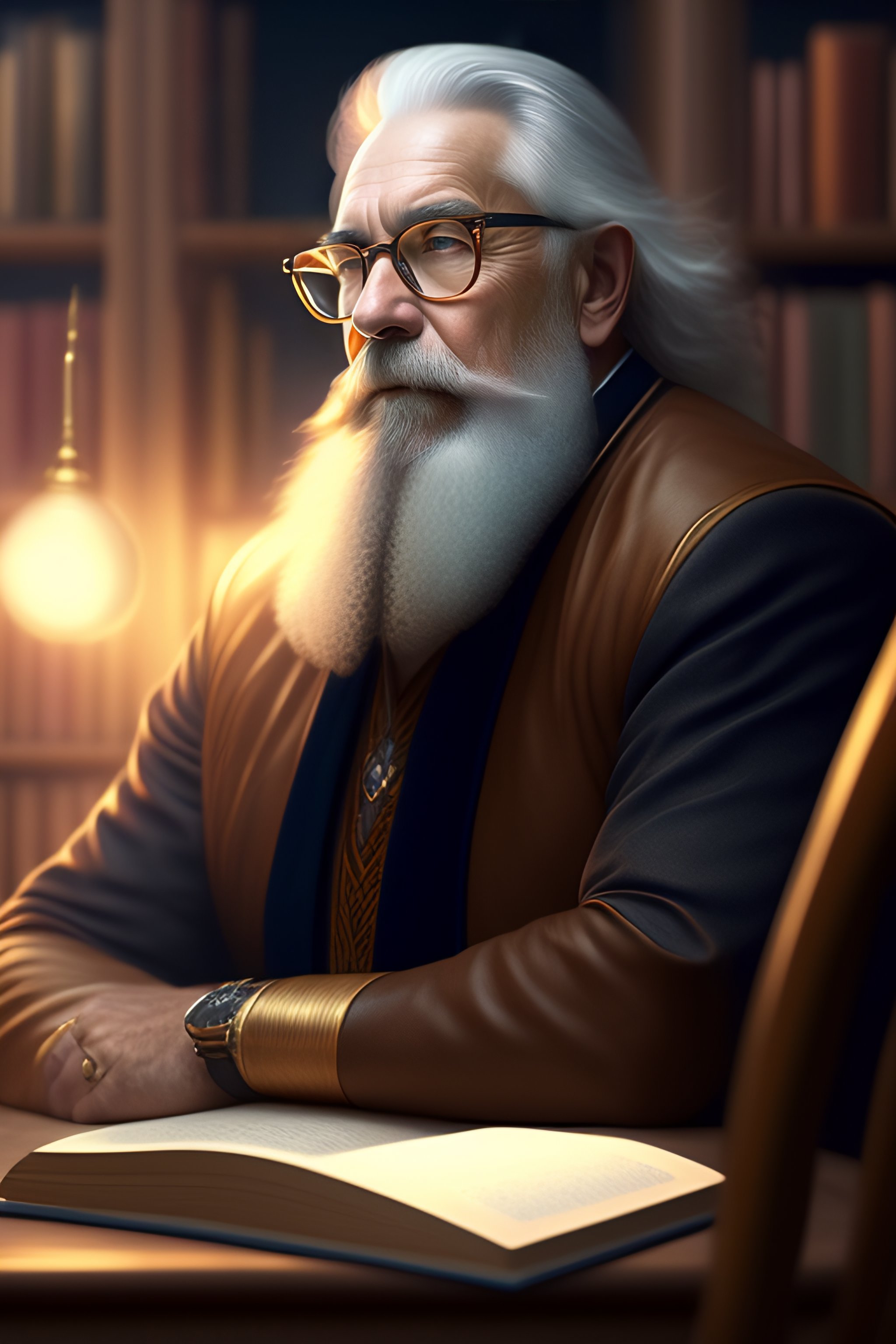Lexica - Portrait of an old wizard with long beard and round glasses ...
