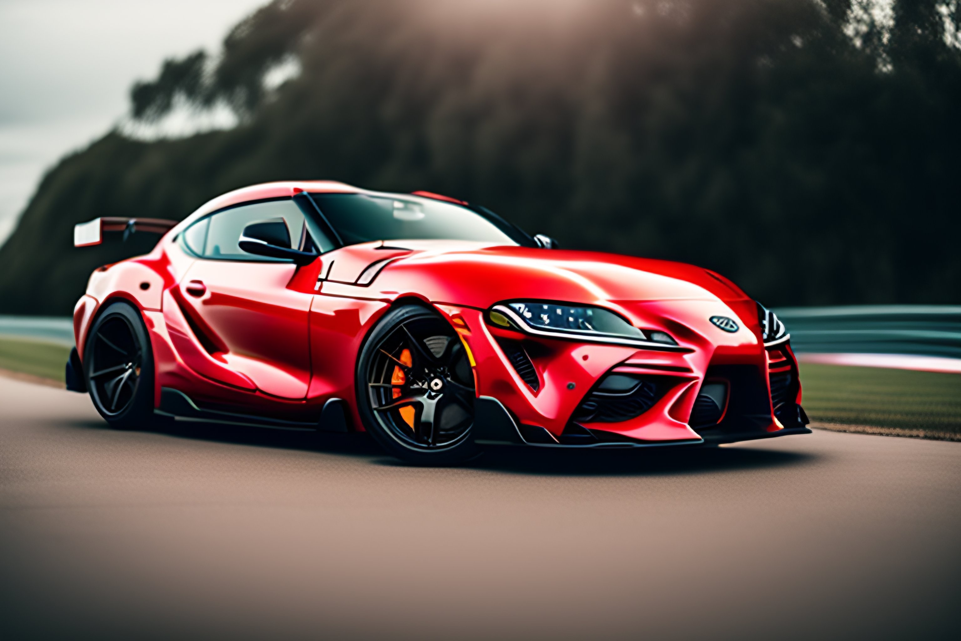 Lexica - Toyota supra, photography, red, on a track