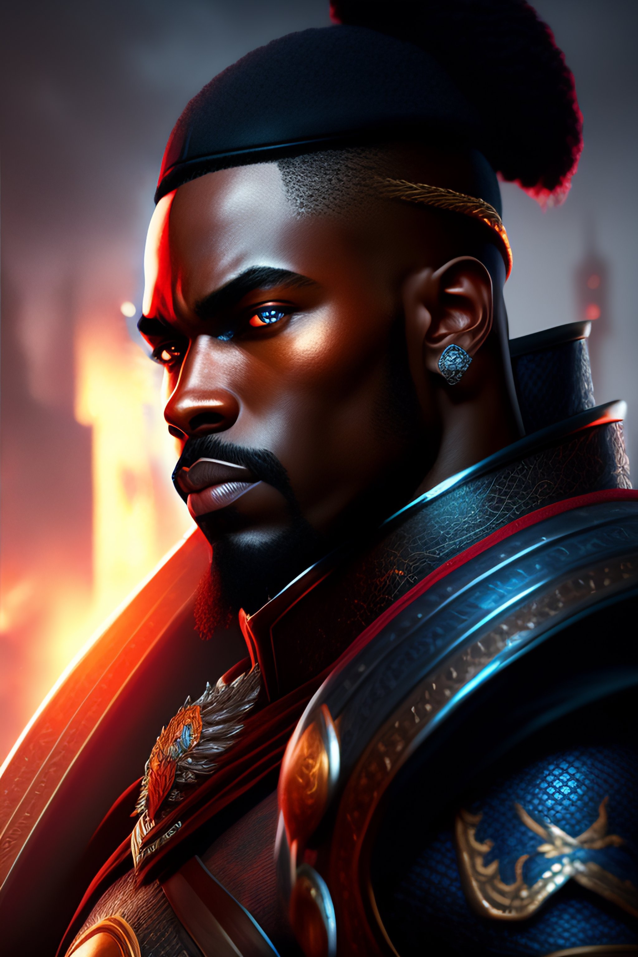 Lexica - Black cityguard, intimidating d & d character holding giant warclub, full portrait ...