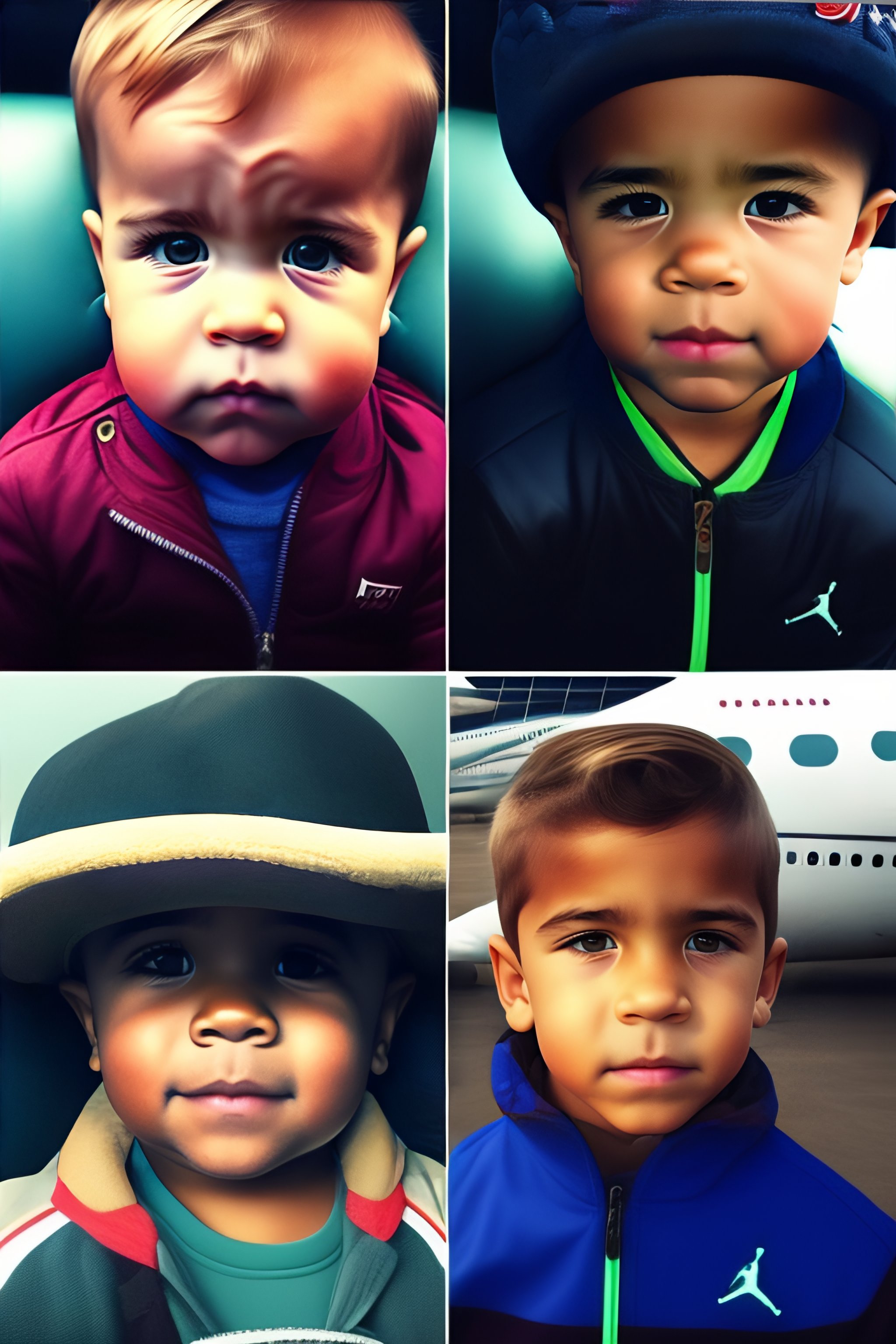 Lexica - Imagine split into 5 photos. First: Jordan is at the airport ...