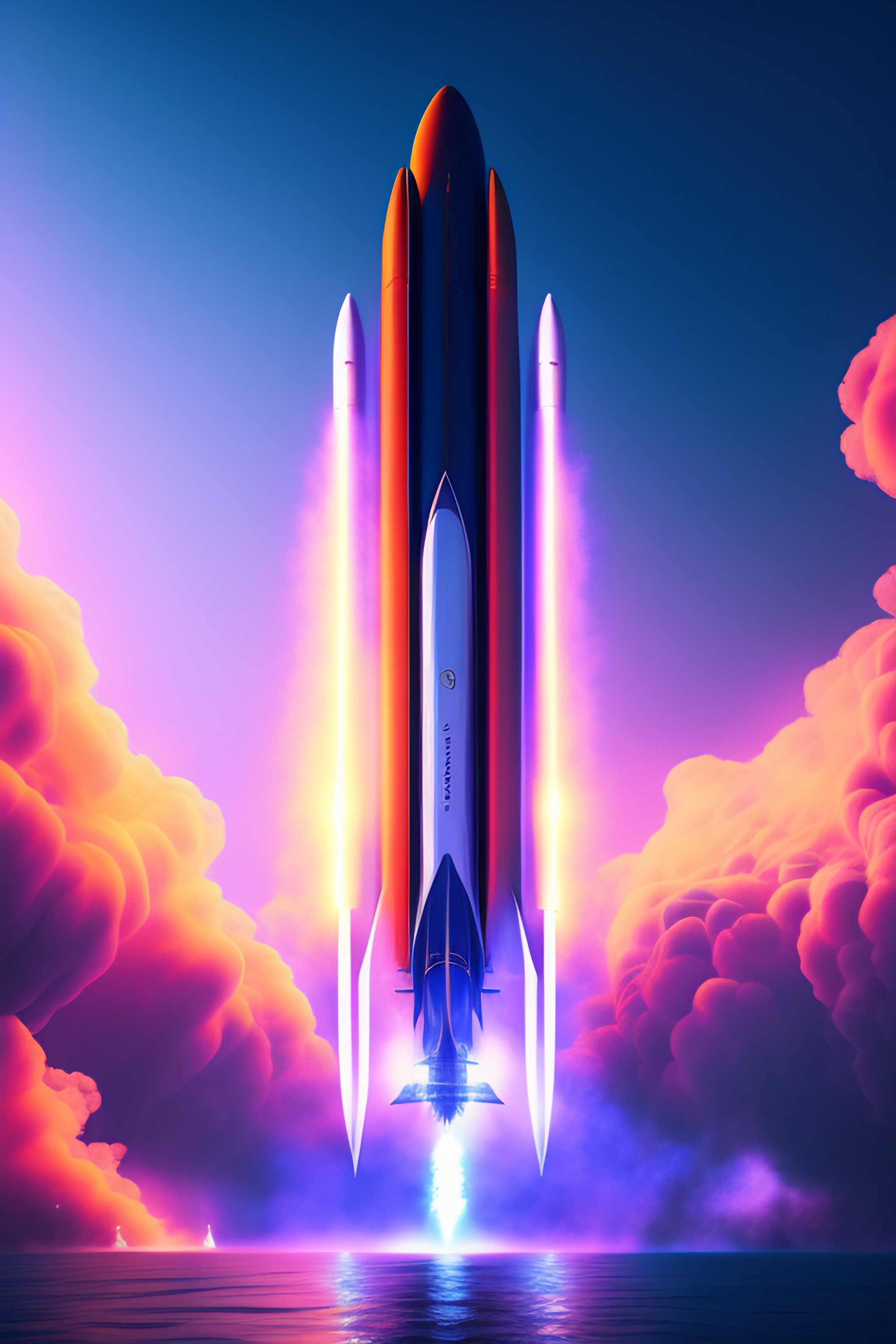 Lexica - Spacex starship launching, poster style, symmetric, cyberpunk ...