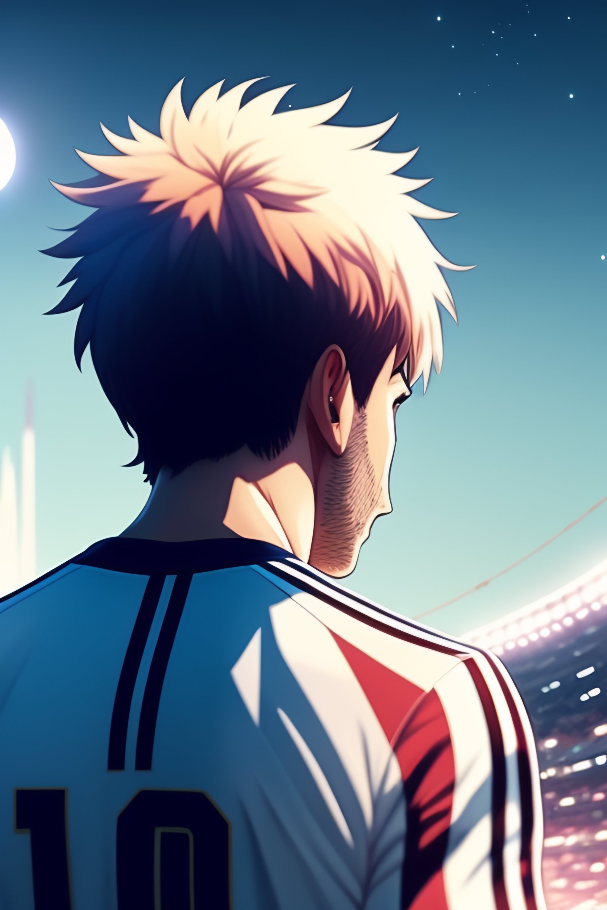 Lexica - Back of Argentine Footballer Messi, Blue and white stripes ...