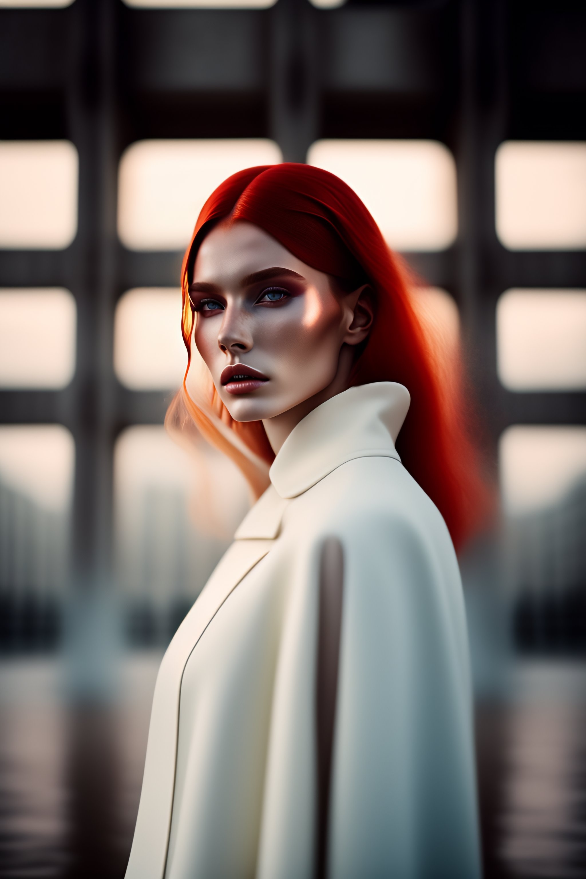 Lexica - Portrait of haute couture beautiful albino fashion model with ...