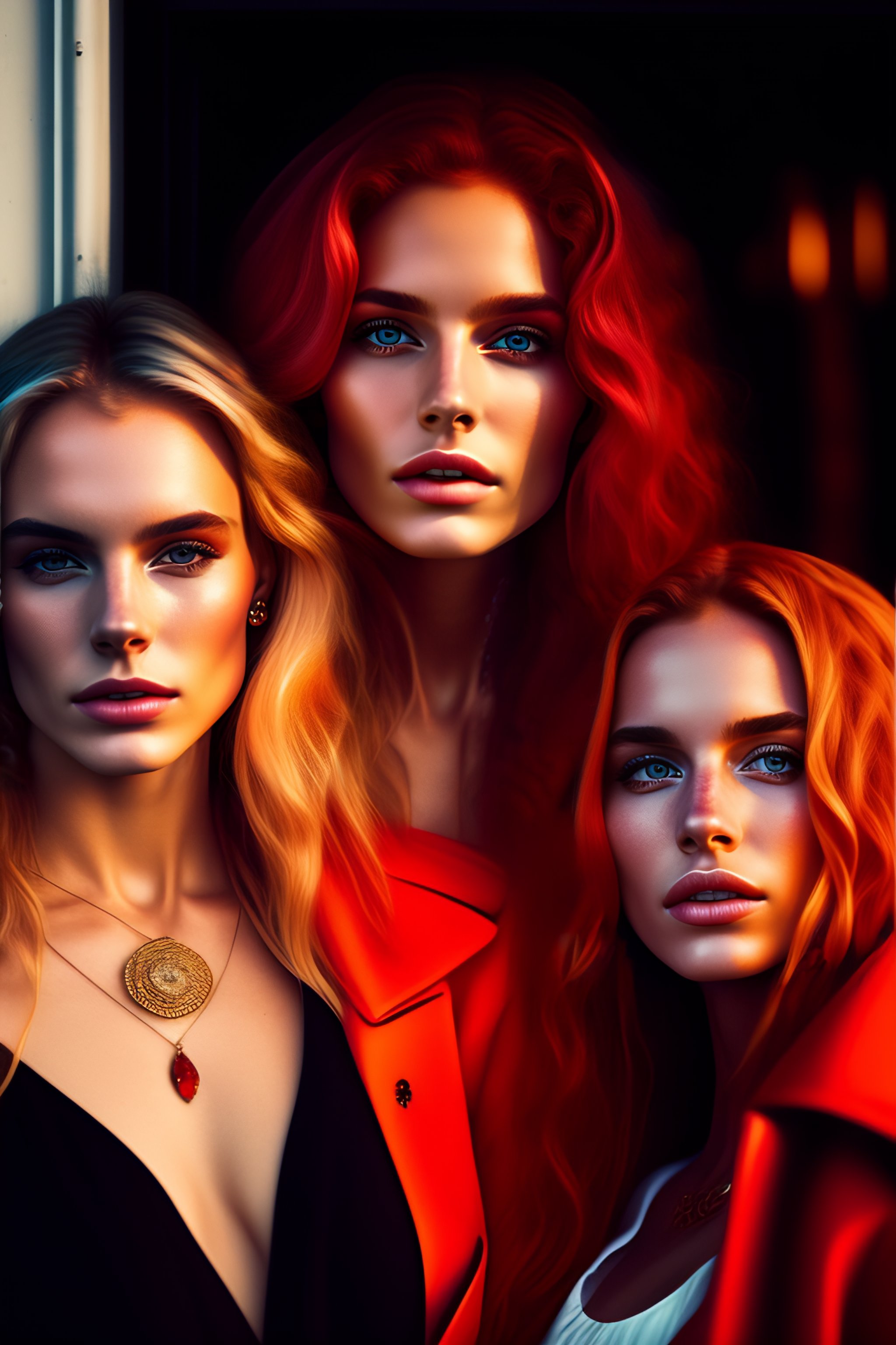 Lexica - A group of three young women, not a portrait, intrincated ...