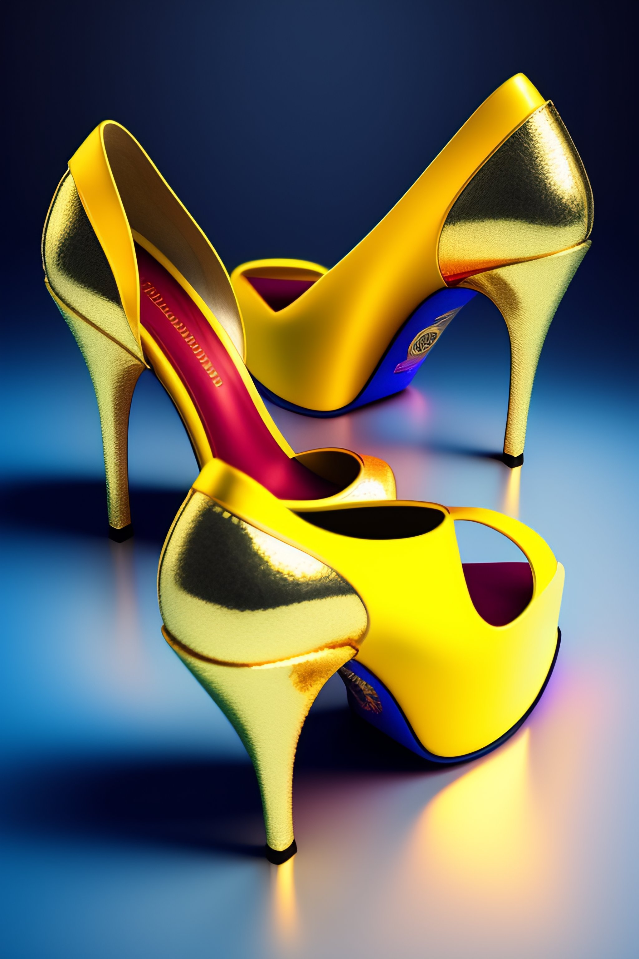 Lexica - Sandals hight heels, color blu and gold soles, futuristic ...