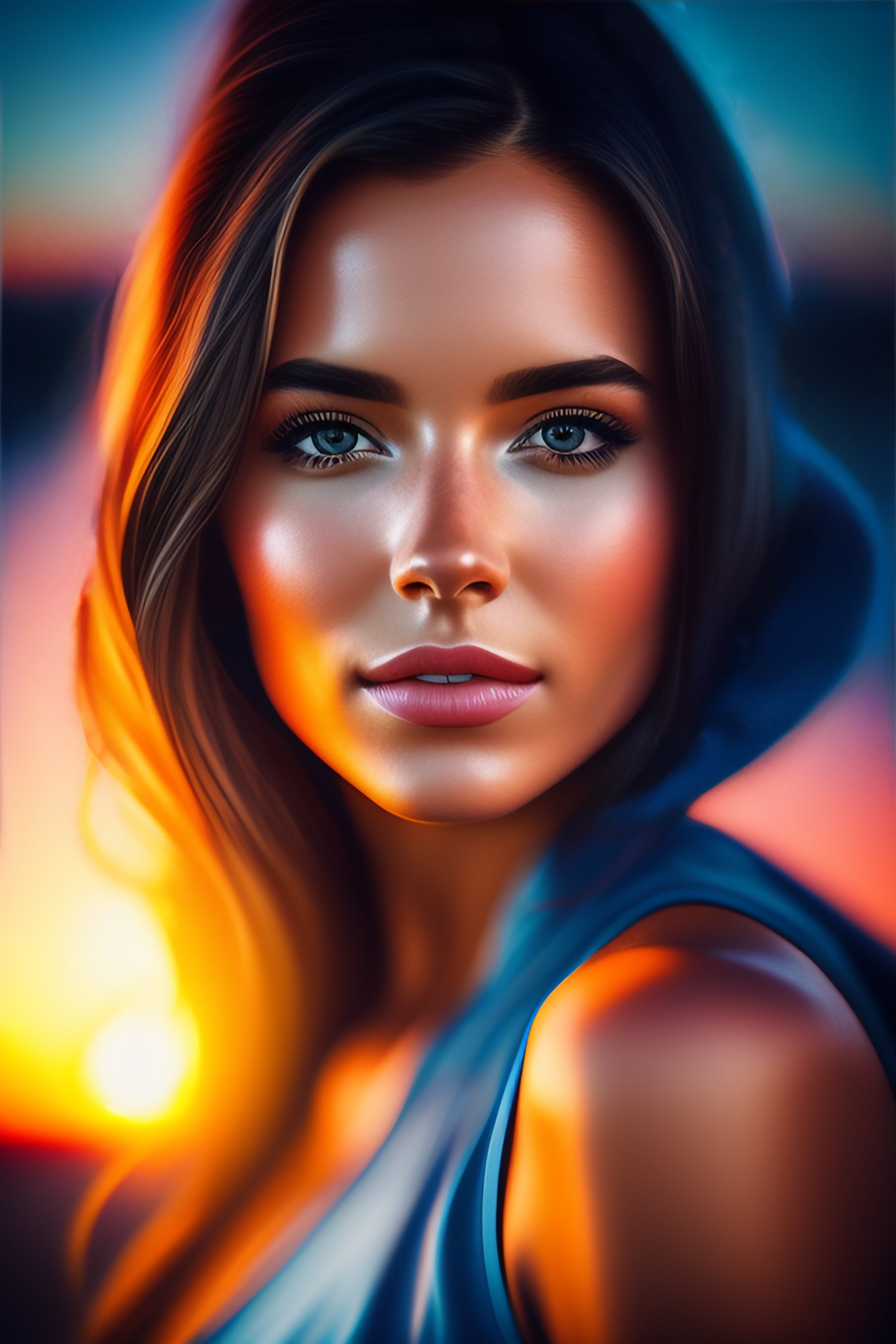Lexica - Realistic girl on sunset