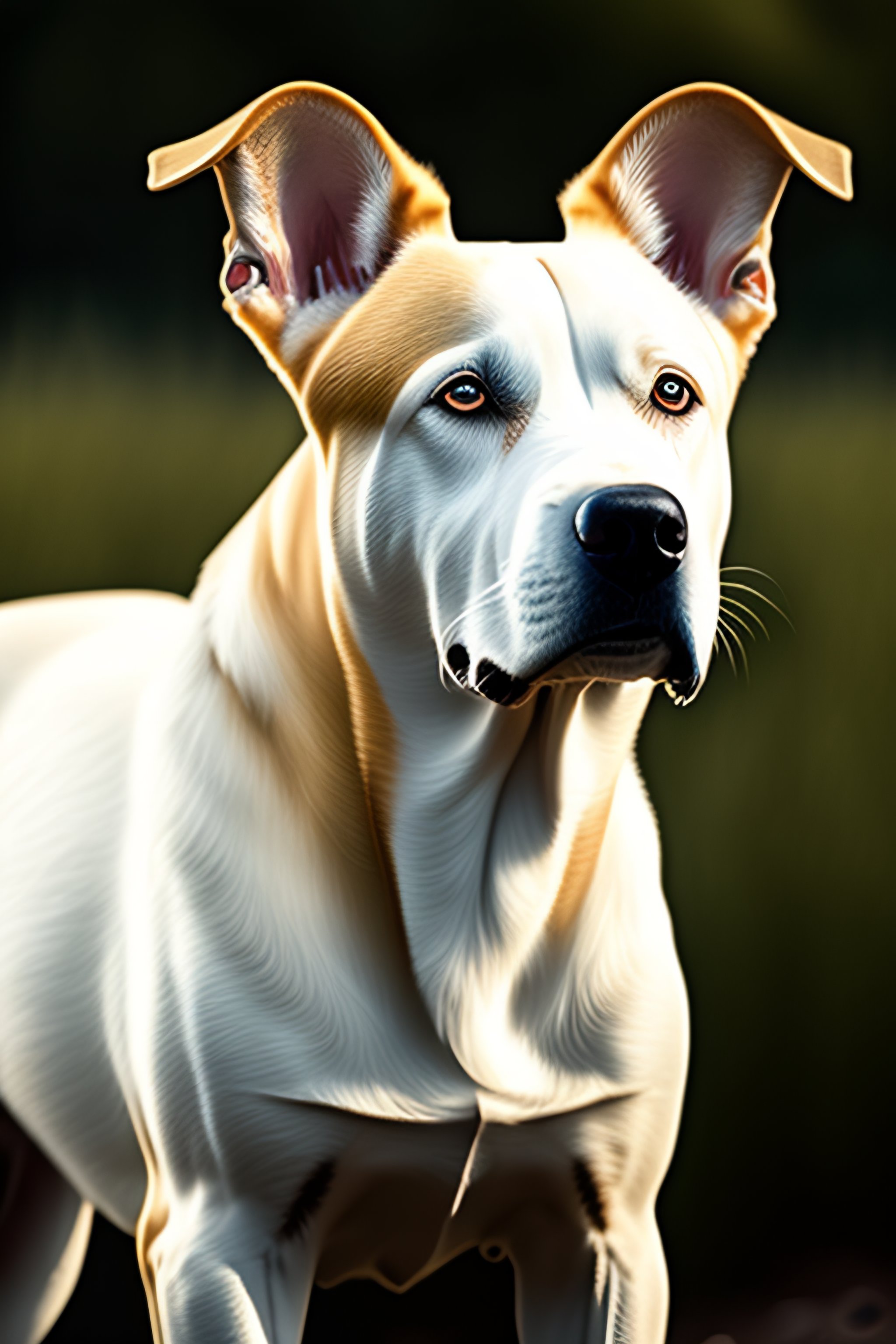 Lexica - White dog, lab ears with brown mark