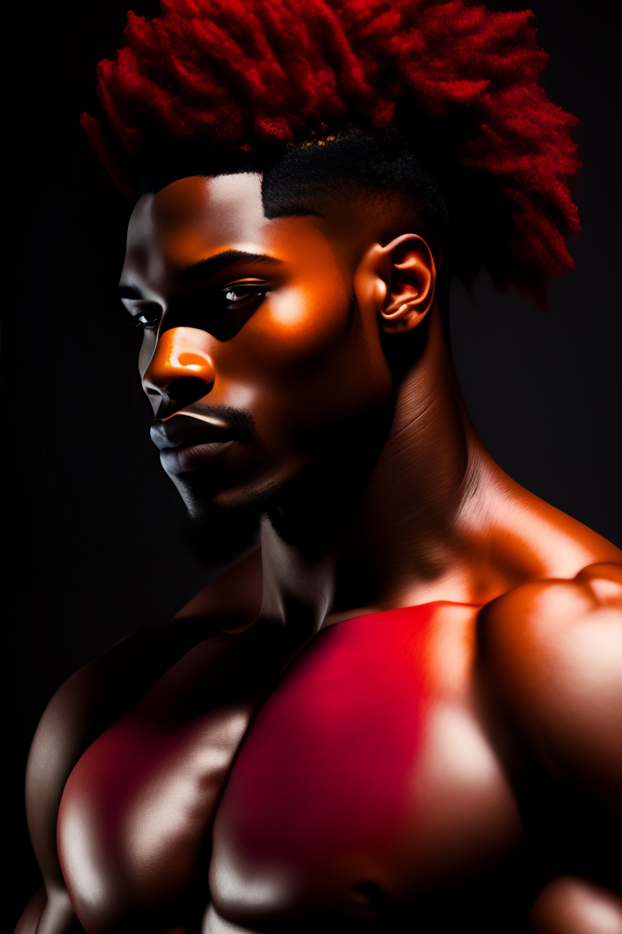 Lexica - Digital image of a realistic and strong black man with red ...