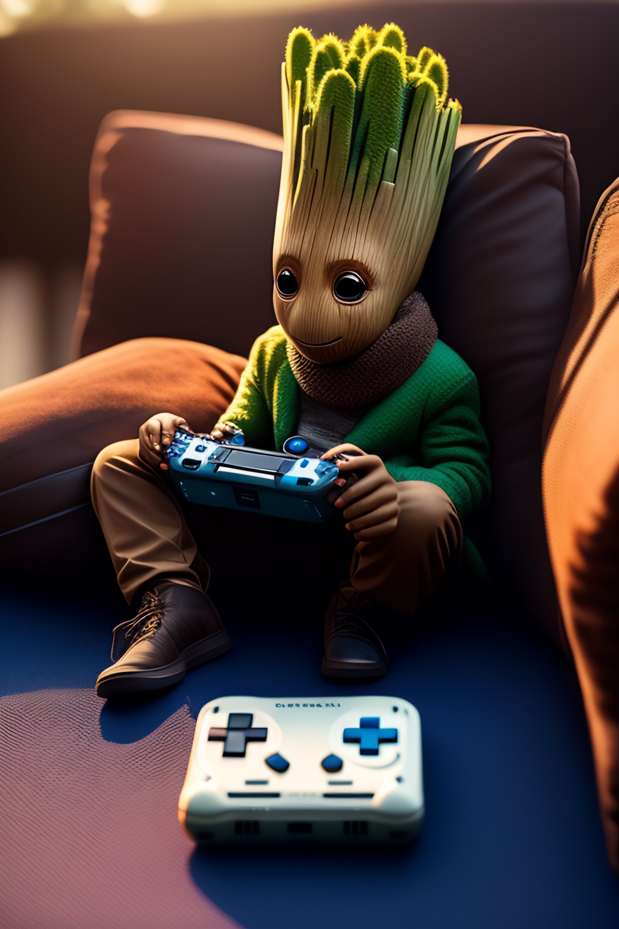 Lexica - Groot playing on his gameboy