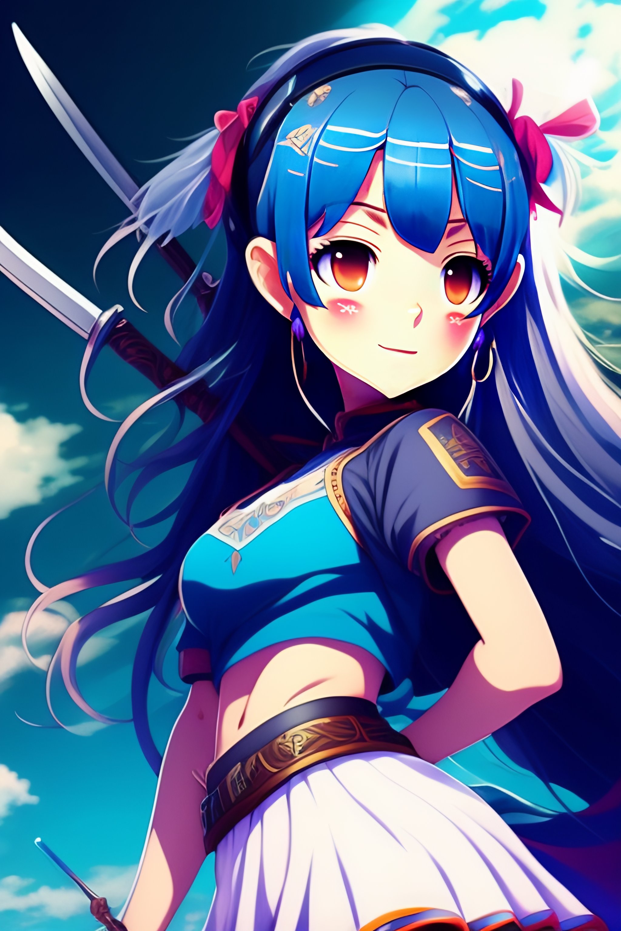 Anime Girl With Short Blue Hair