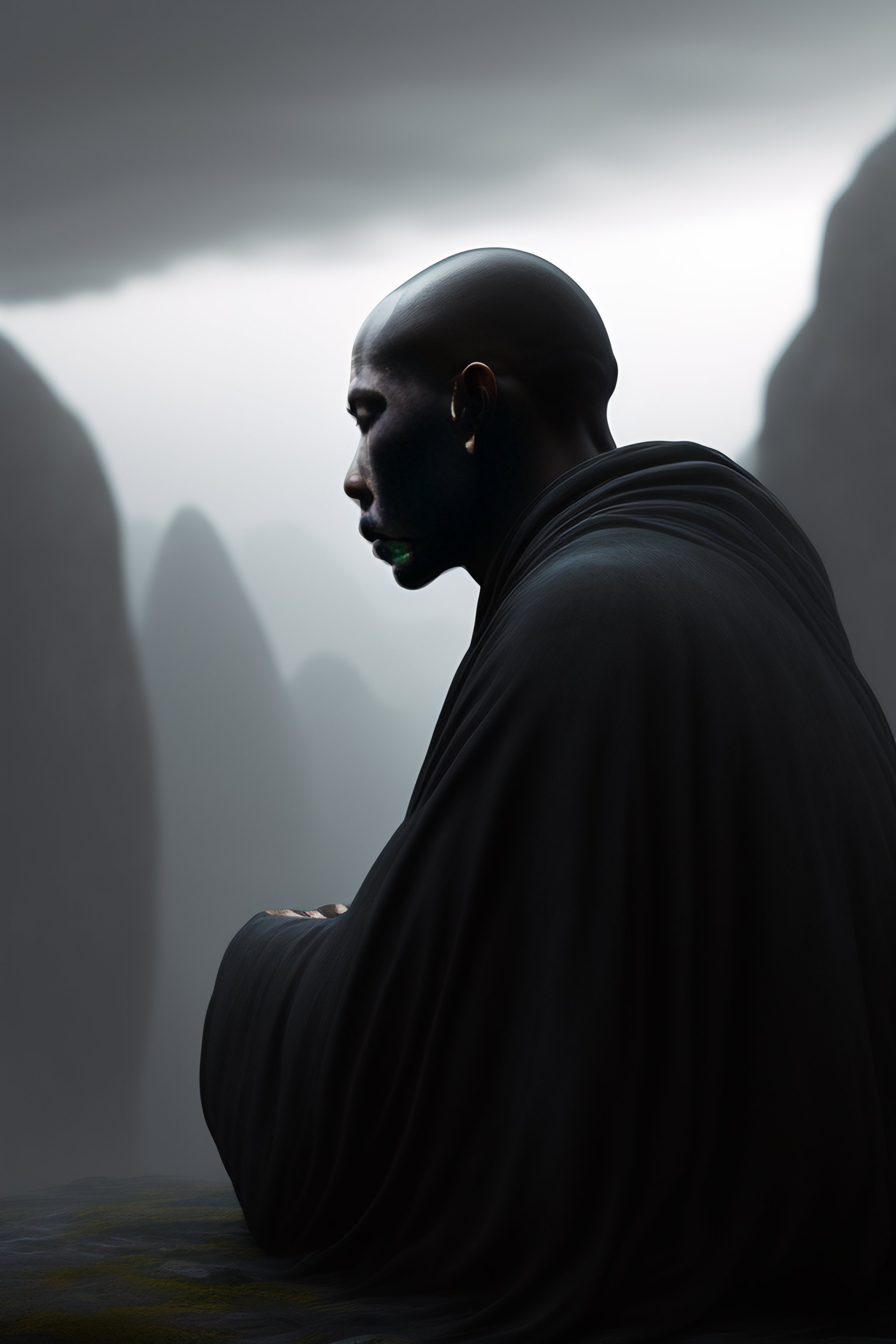 Lexica - A monk god meditating in a empty void, fantasy, trending on ...