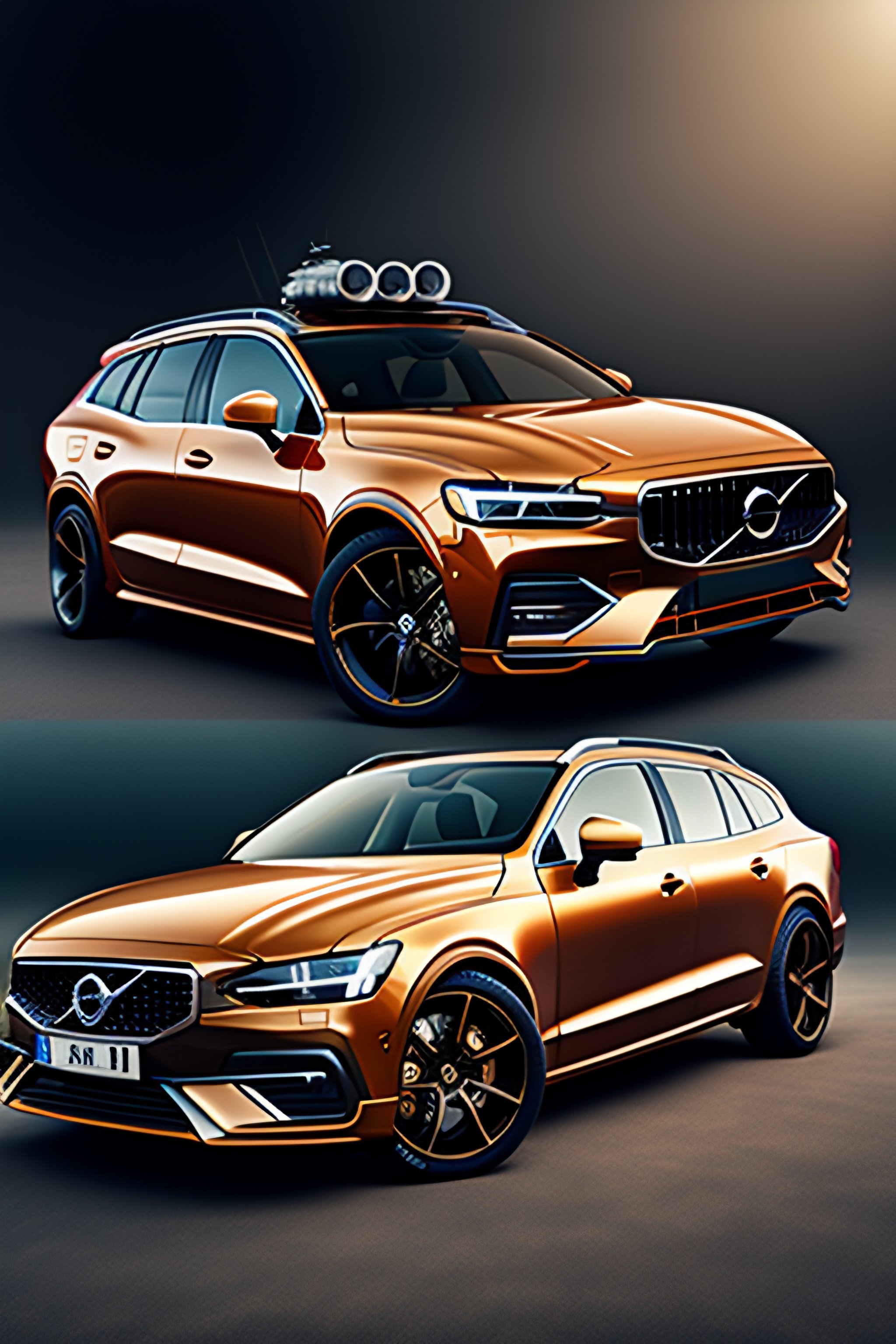 Lexica - Steampunk Volvo V60, with flat tyres.