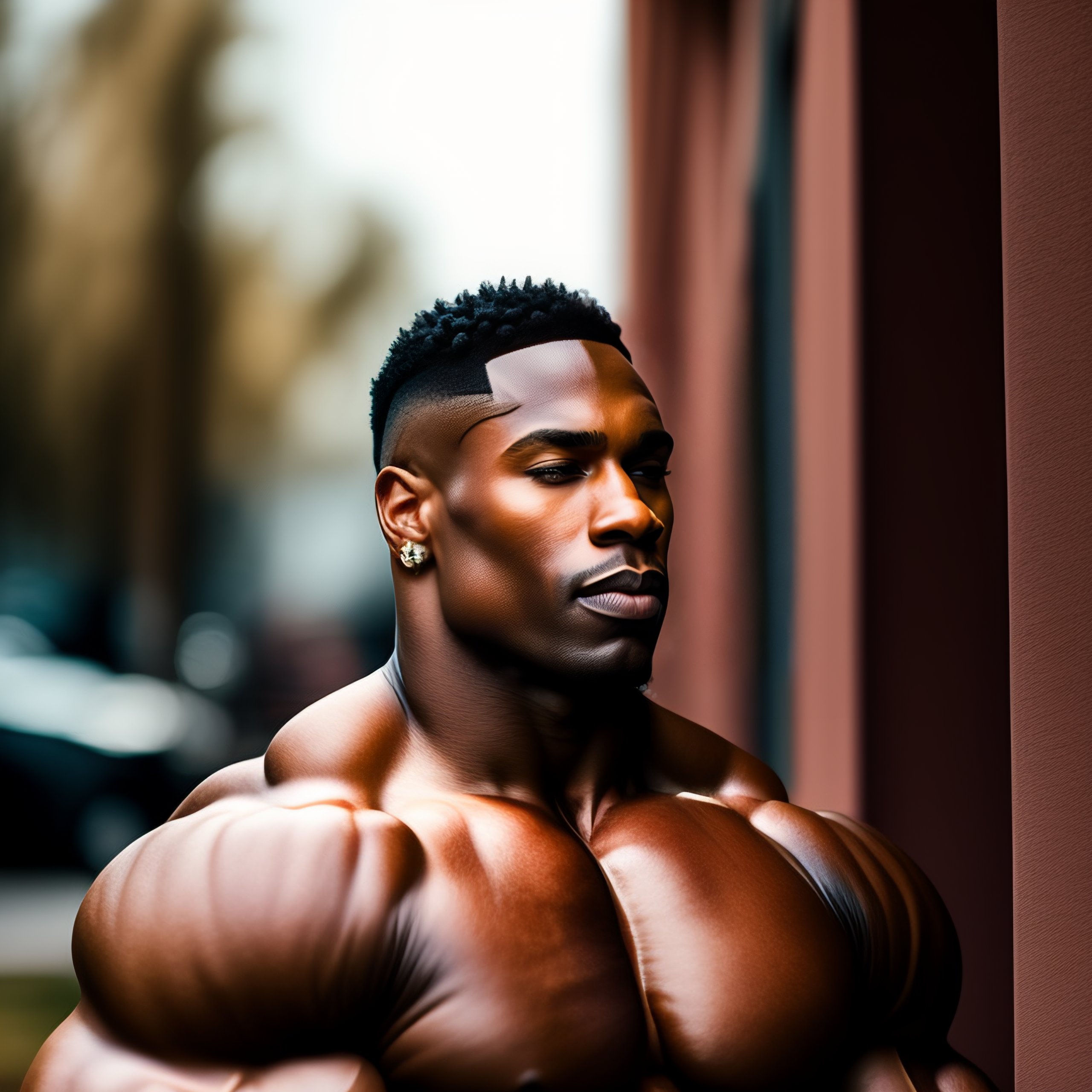 Lexica - Portrait of a bodybuilder outside