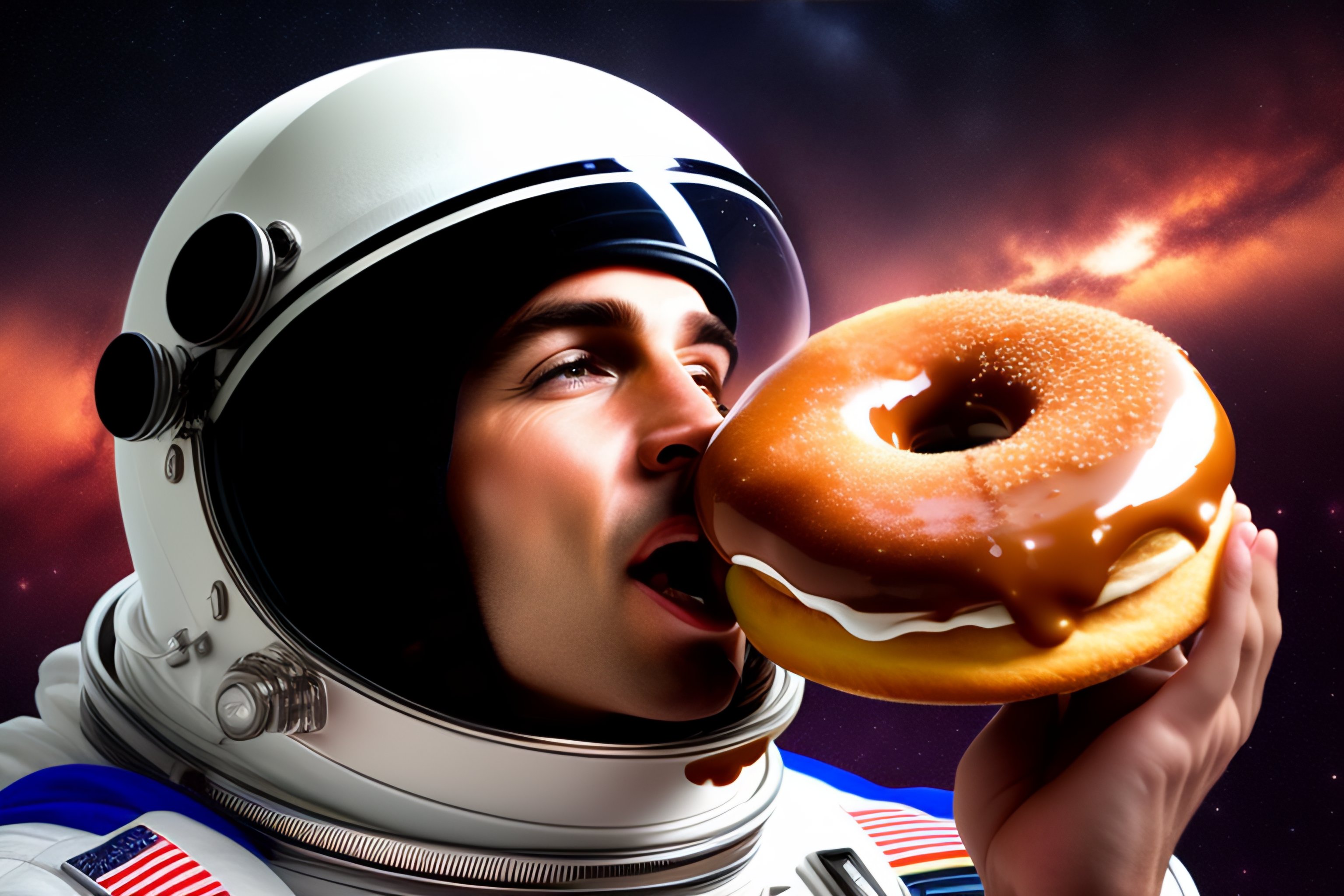 Lexica - Portrait astronaut eating donut