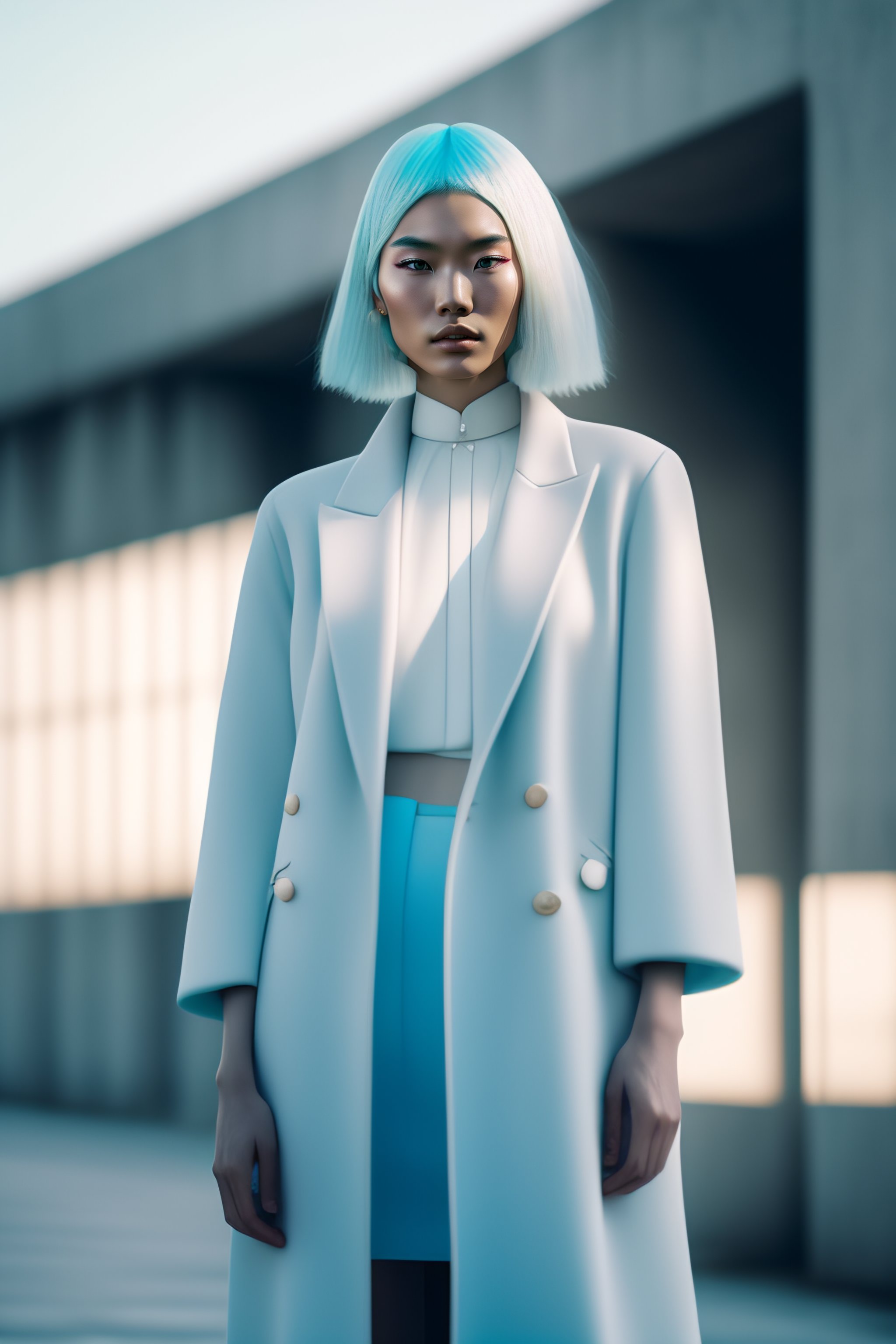 Lexica - Portrait of haute couture beautiful albino asian fashion model ...