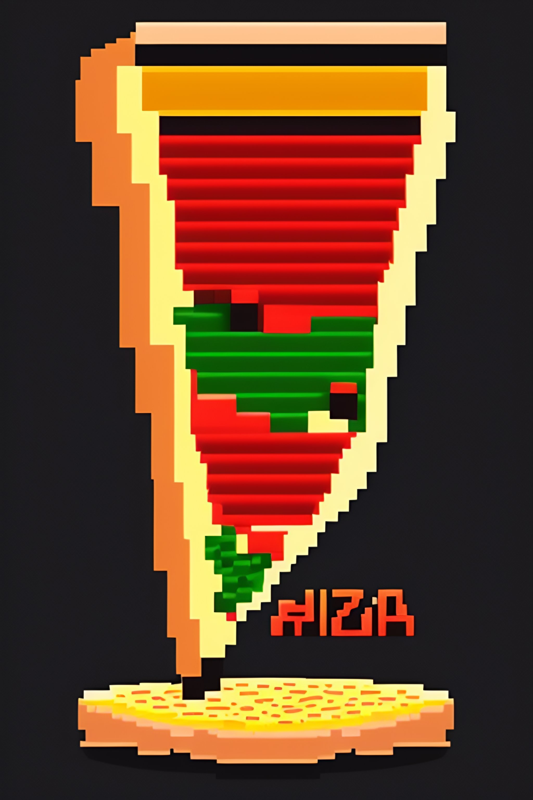Lexica - Pizza slice made of pixels attack by ball, 2d, big pixel blocks