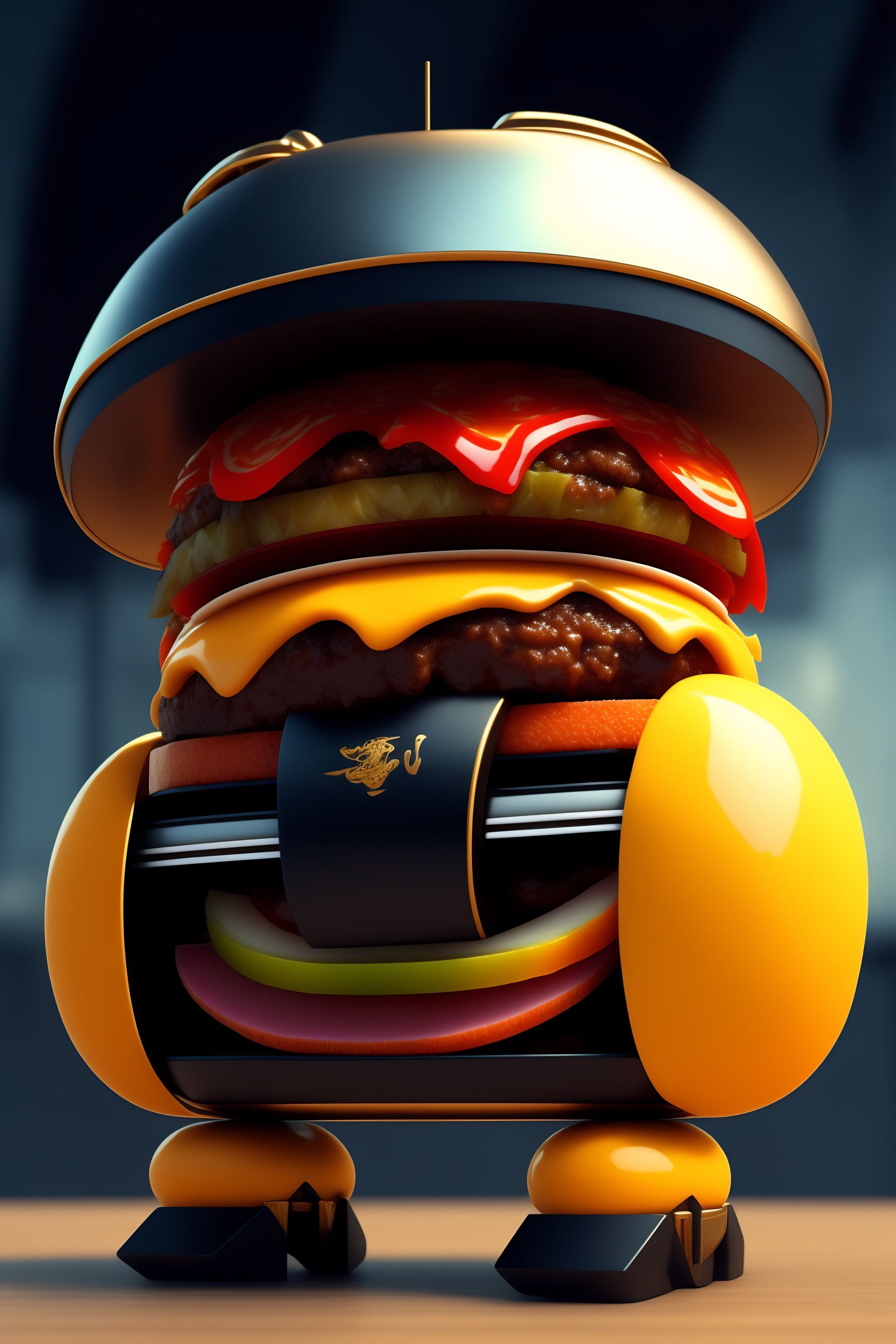 Lexica - Anime robot eat a cheeseburger