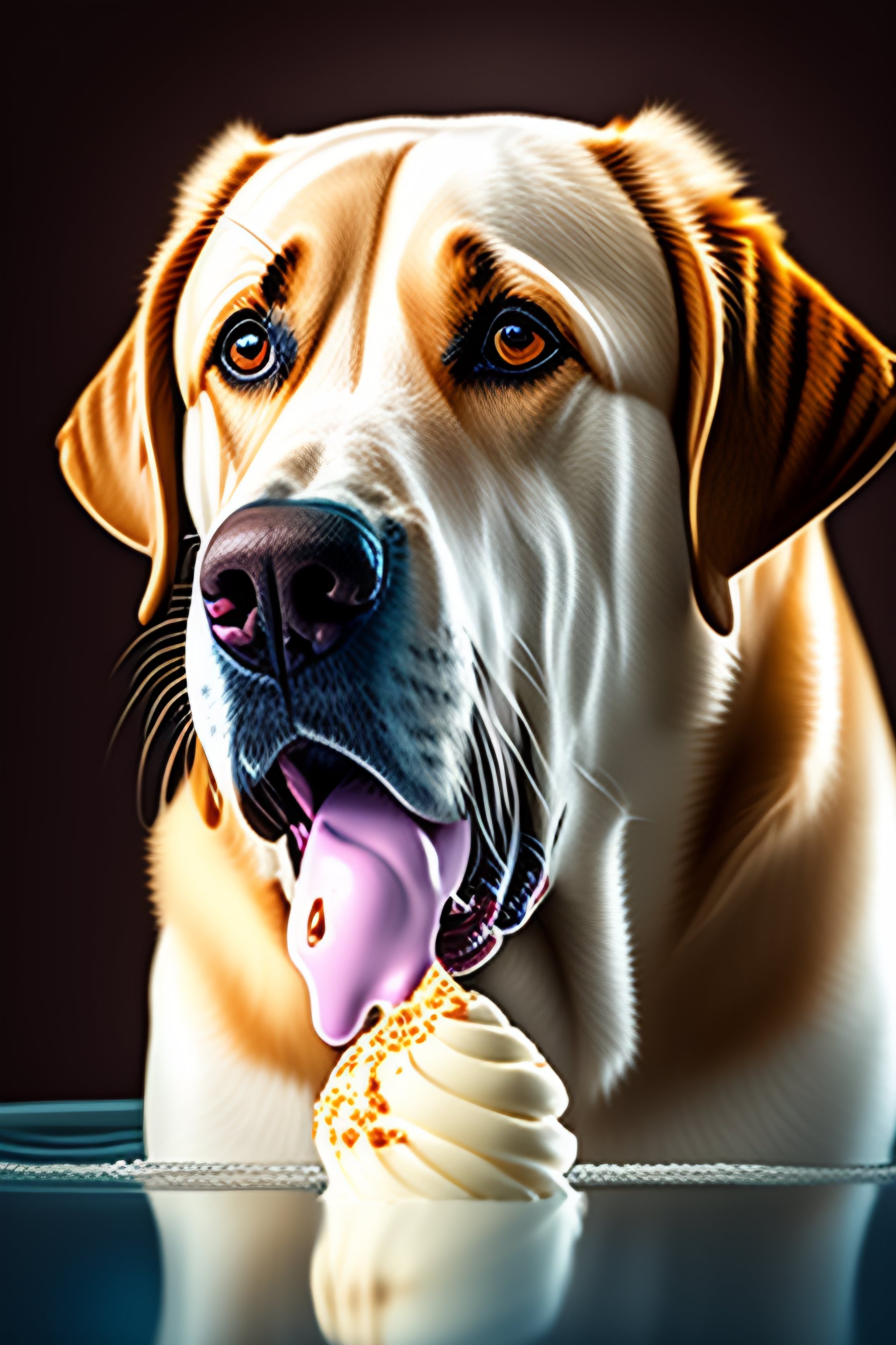 Lexica - Labrador eating ice cream