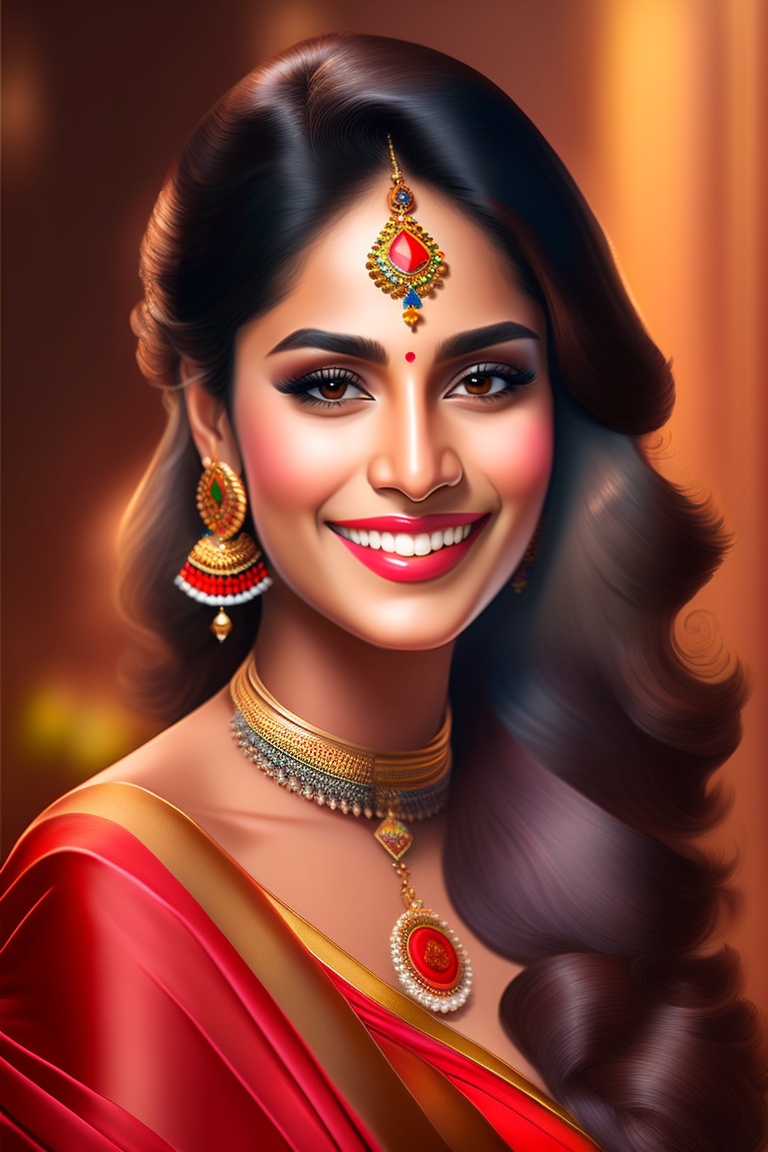 Lexica - Beautiful Indian lady in colourful saree with beautiful ...