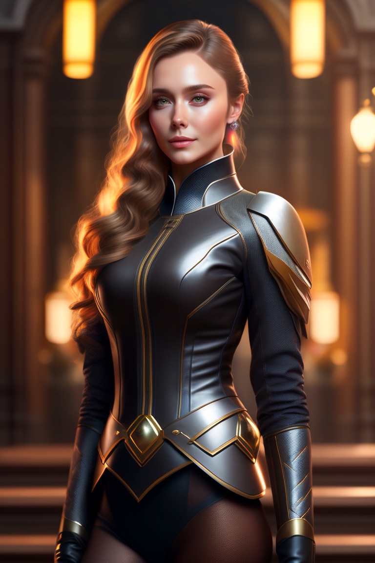 Lexica - Elizabeth olsen wearing a 2b cosplay, full body, background ...