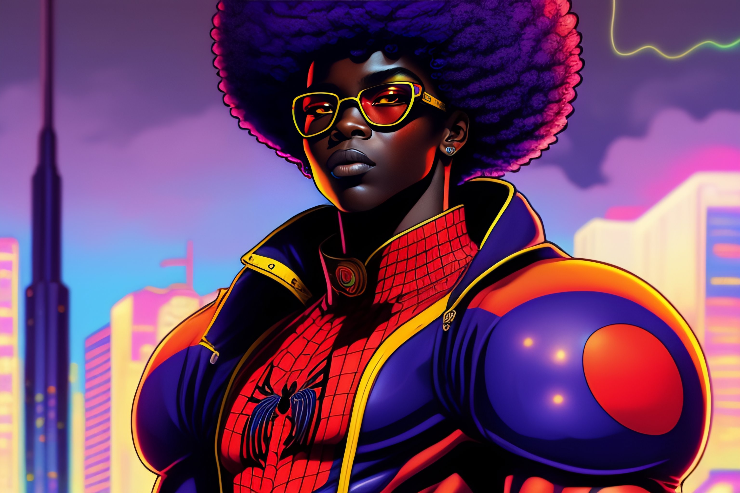 Lexica - Afro spiderman in the style of 90's vintage anime, surrealism ...