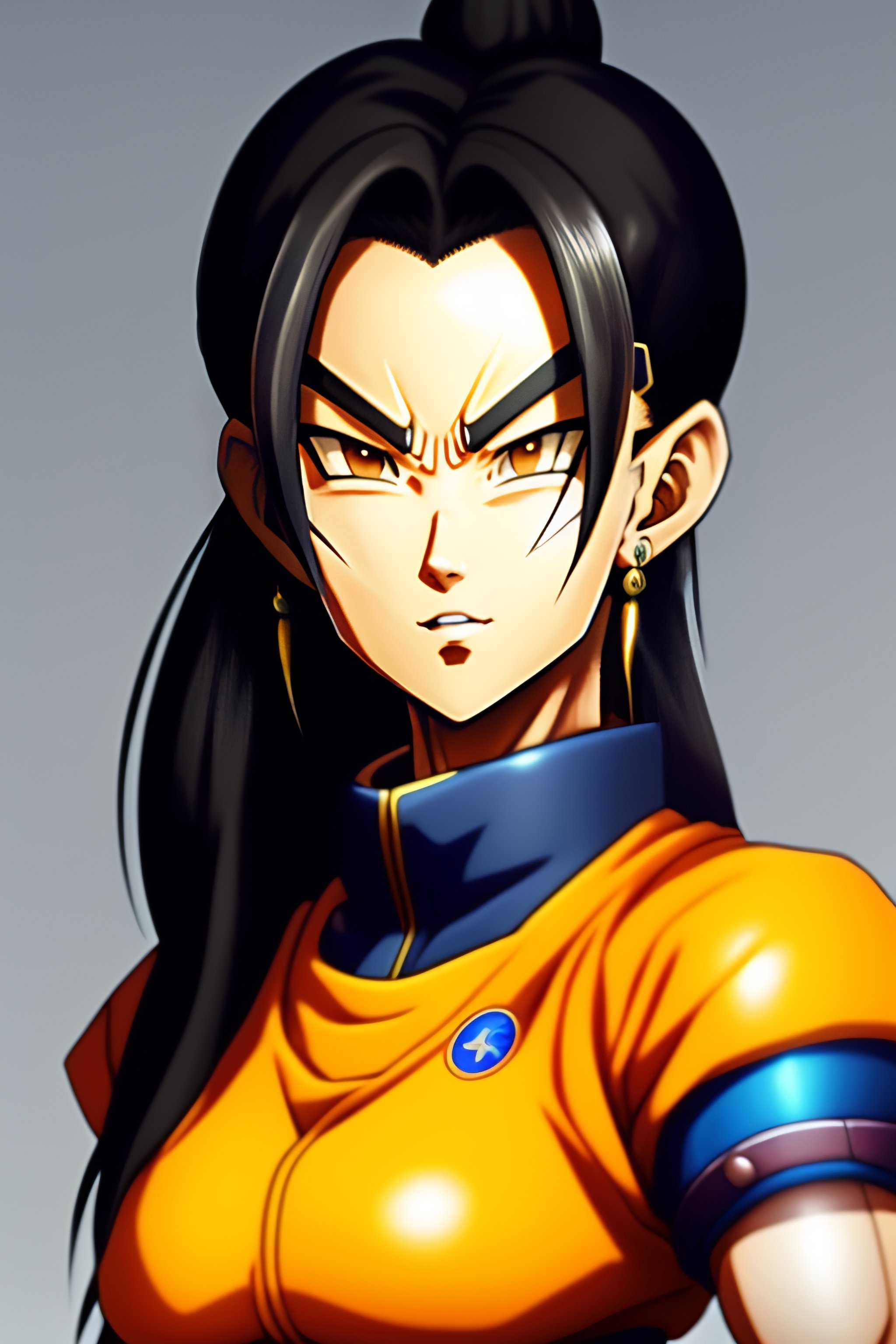 Lexica - Dragon ball, Half Saiyan girl with long black hair, Black eye ...