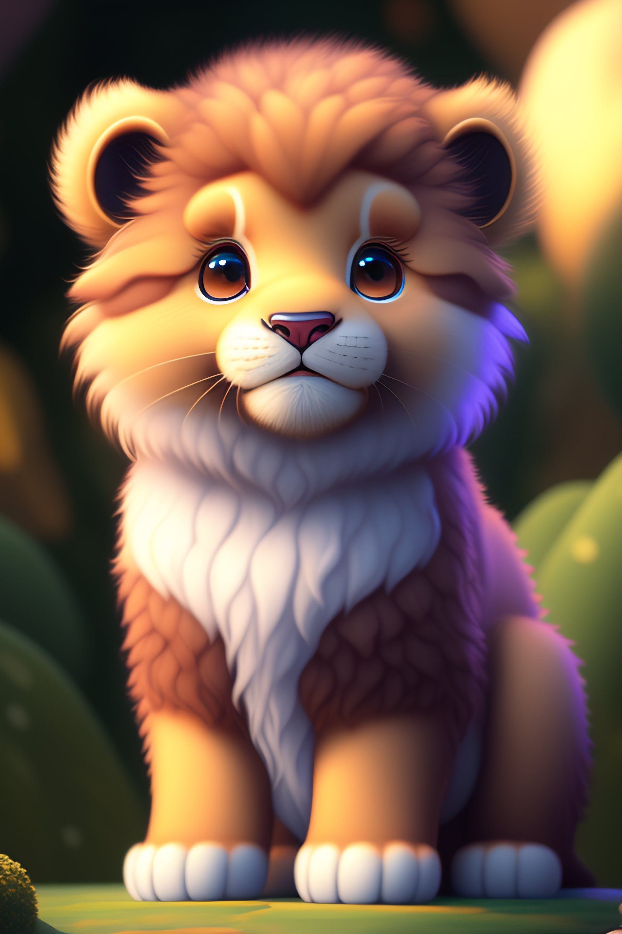 Lexica - Cutie fluffy lion cub, digital art, 3 d, octave render, masterpiece, mega detailed ...