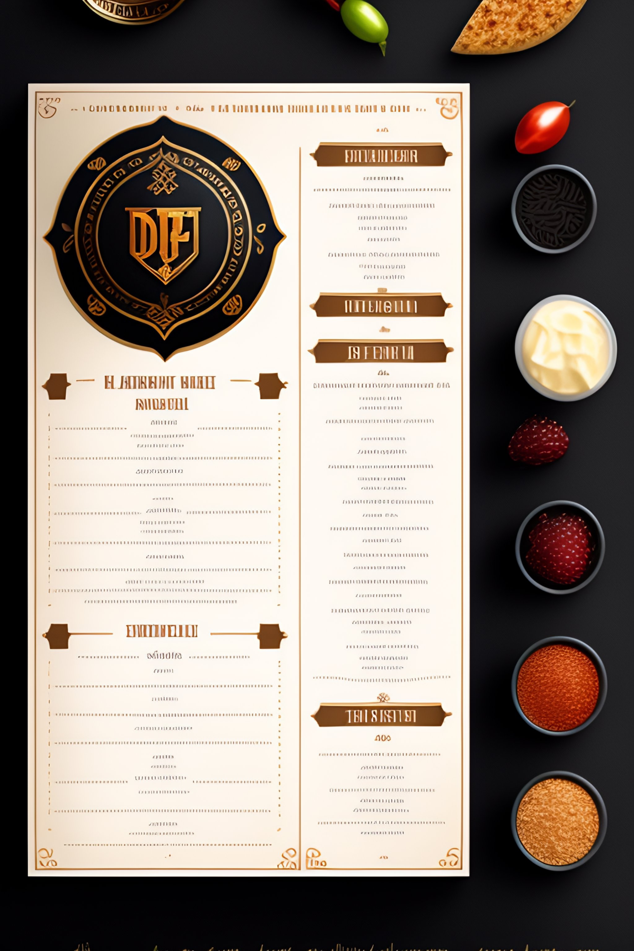 Lexica - A dnd menu on a sheet with embelishments for w webpage