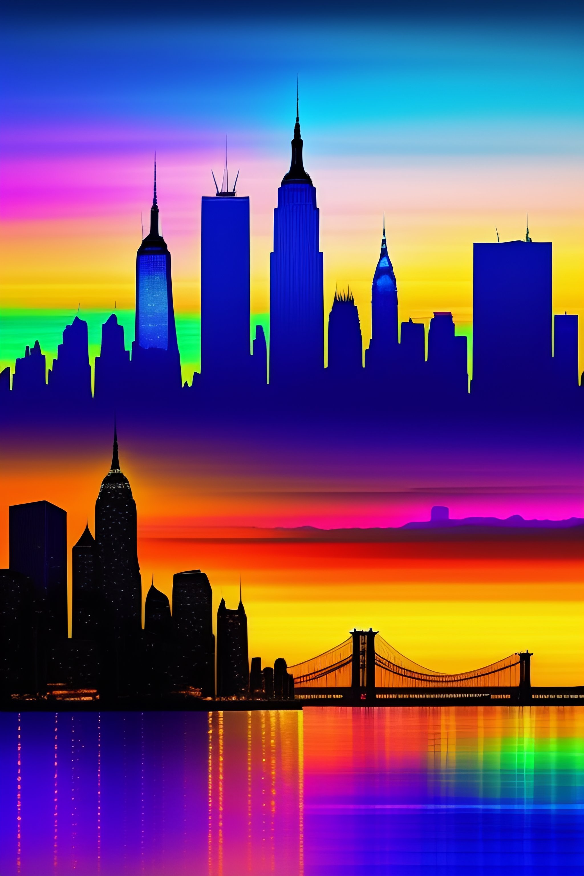 Lexica - New york city skyline, multicolored, dreamlike