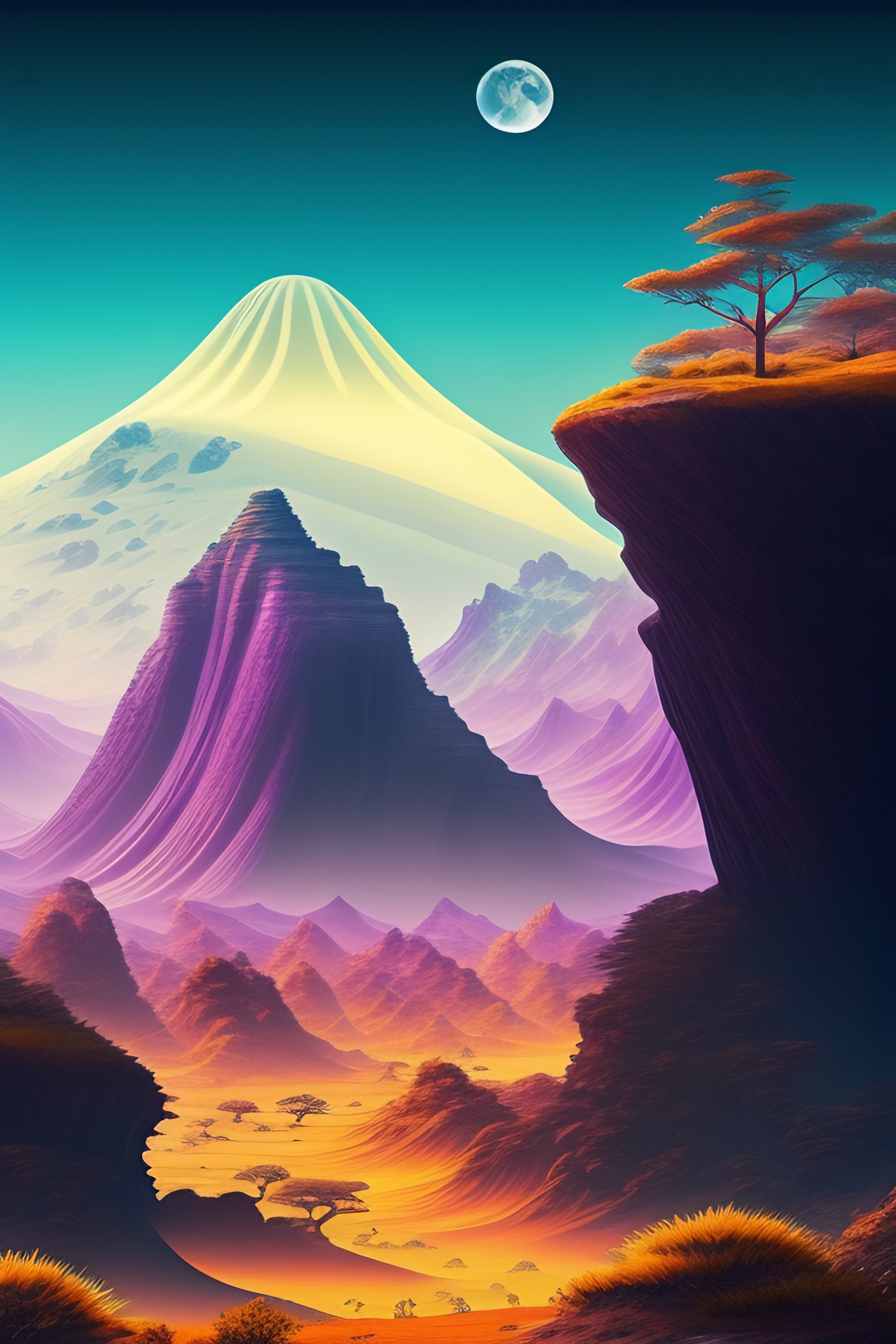 Lexica - Surreal moonscape with prehistoric animals+manga style