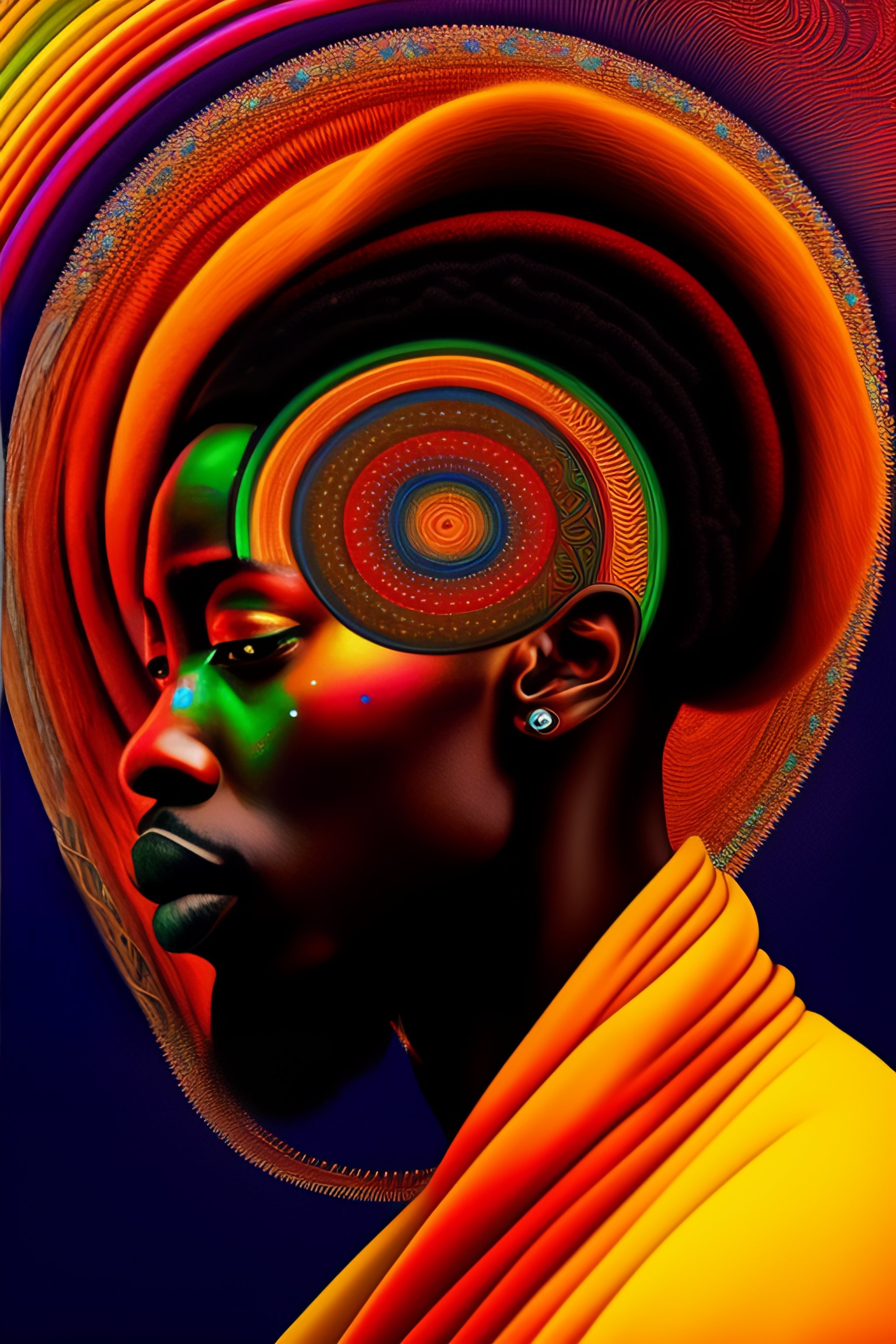 Lexica - Psychedelic portrait of an african warior