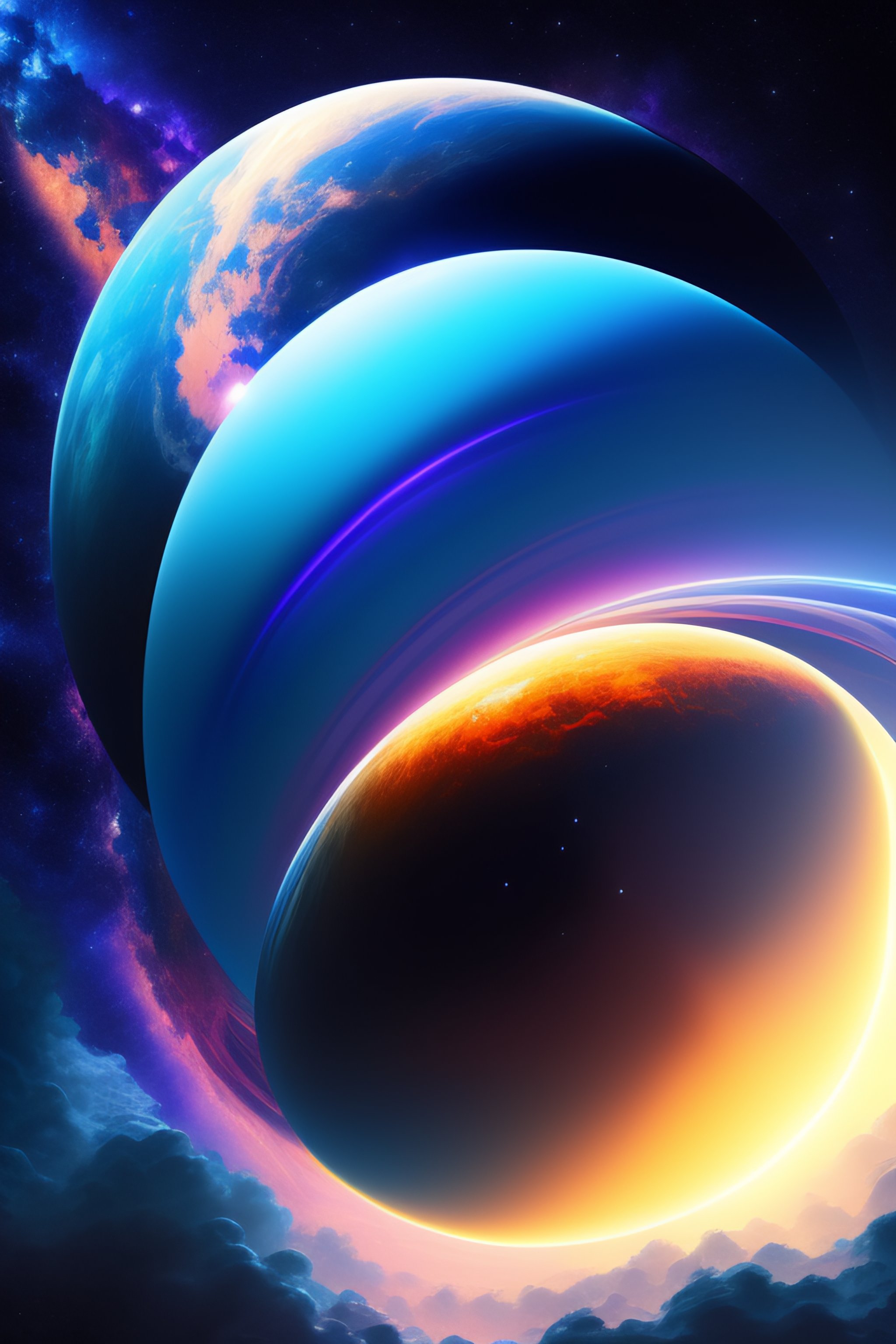 Lexica - Anime space planets blue