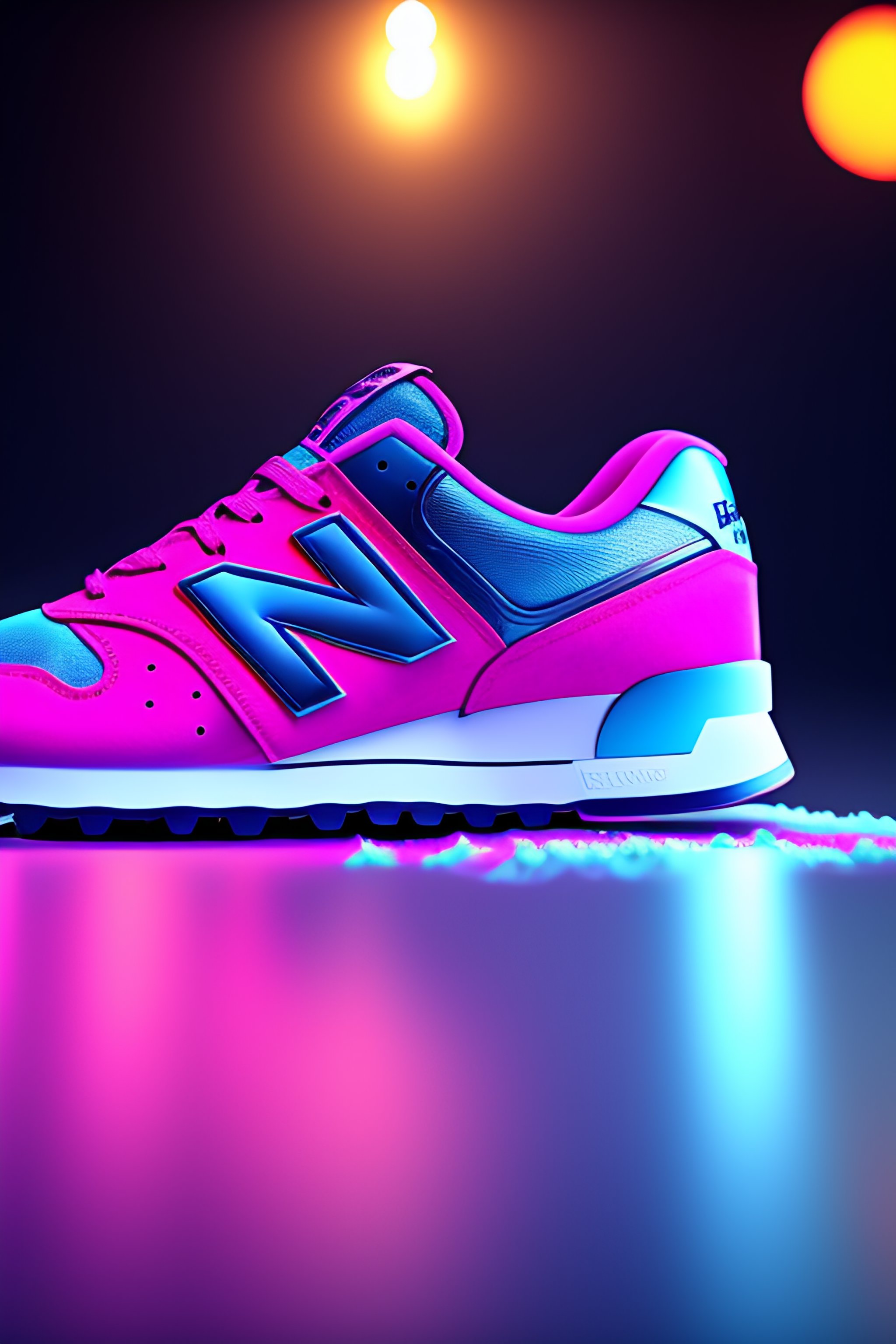 Lexica - A pair of new balance sneakers inside a snow globe, hyper ...