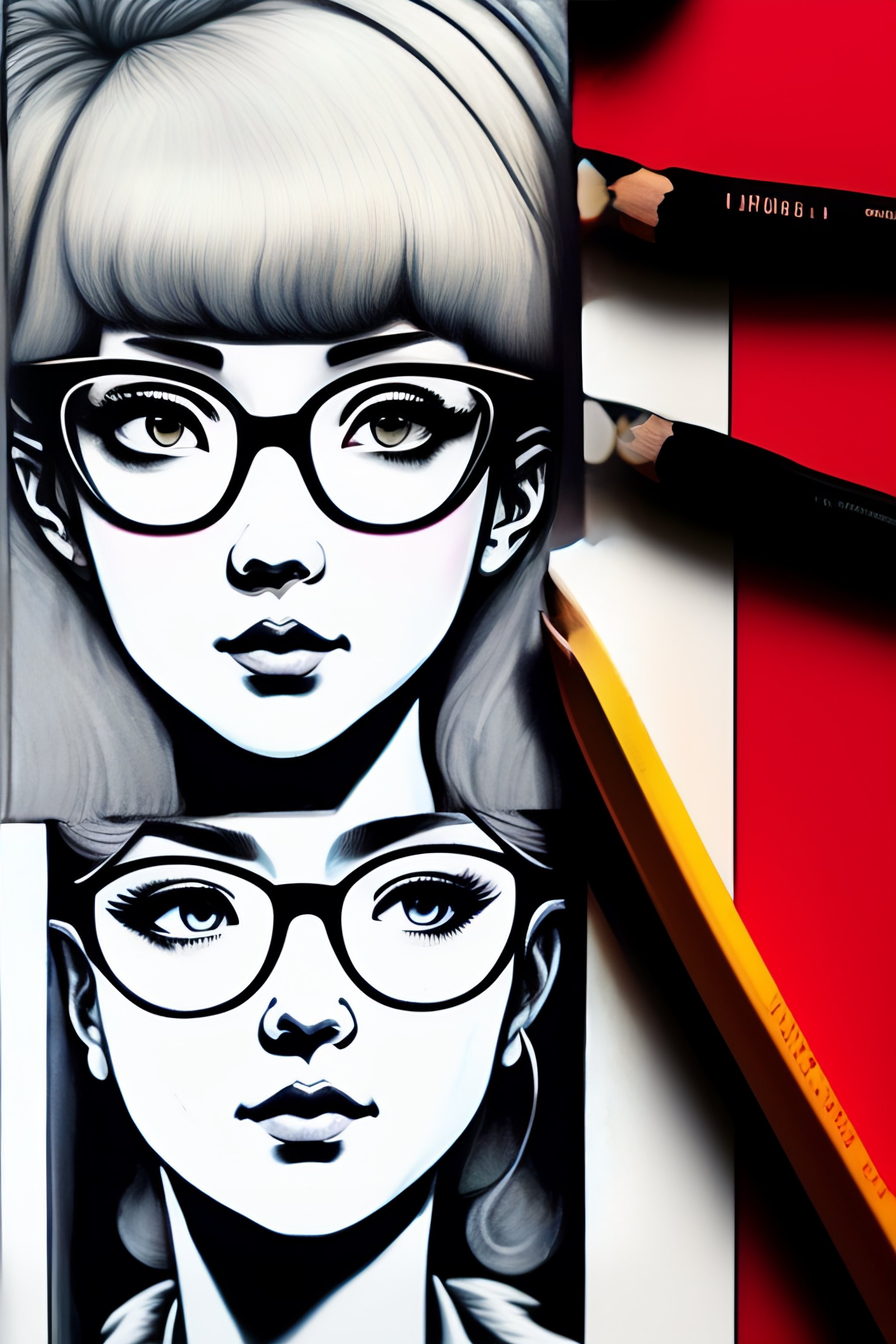 Lexica - Drawing in the style of Junji ito, glasses
