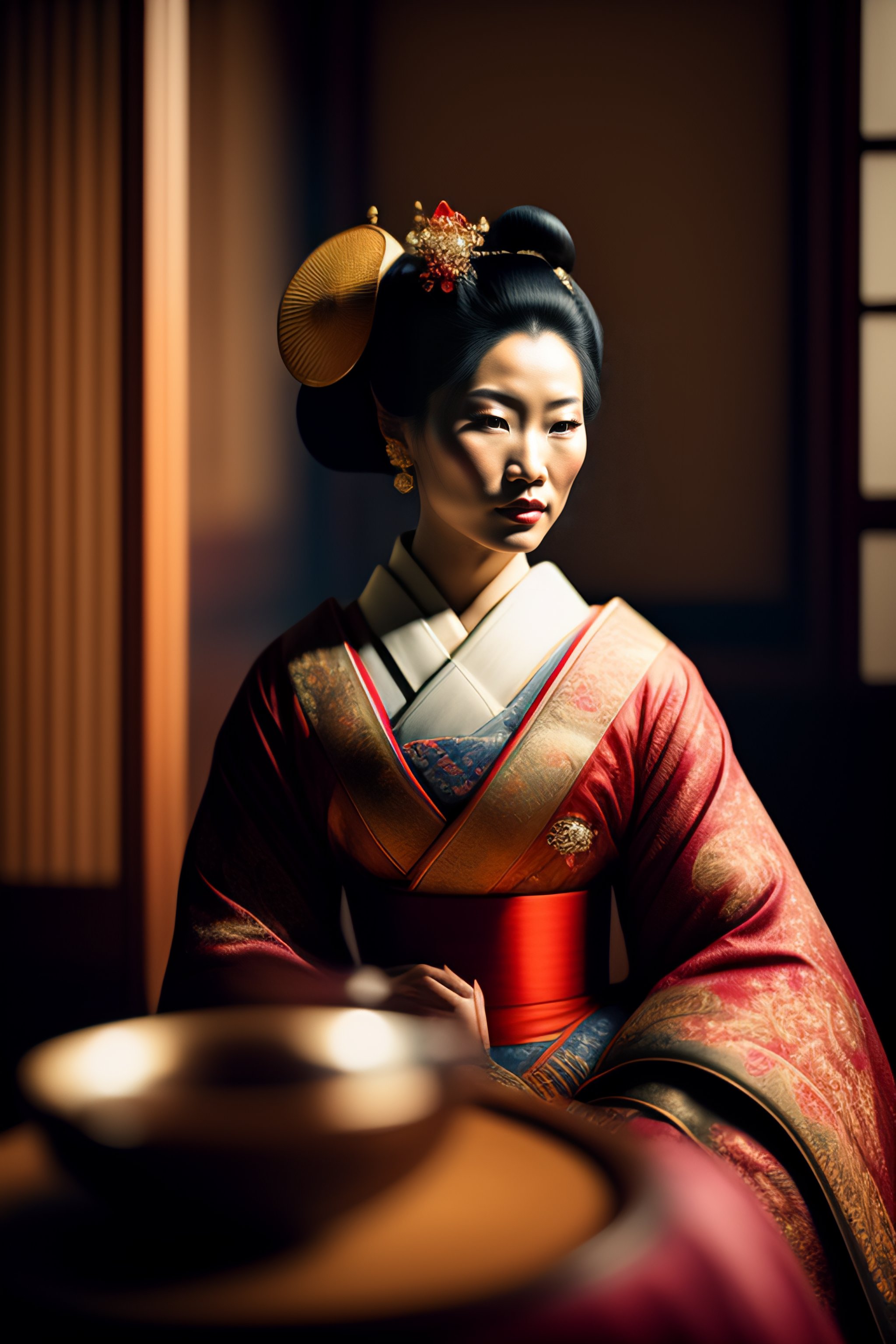 Lexica - Geisha serving tea, one light, intricate, elegant, highly ...