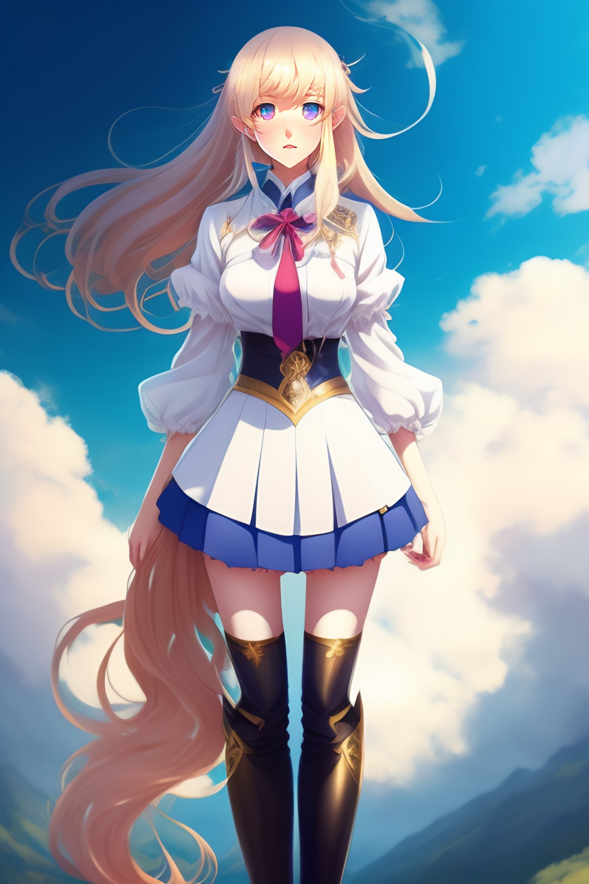 Lexica - FGO anime girl Blond, long hair, blue eyes and a pretty smile ...