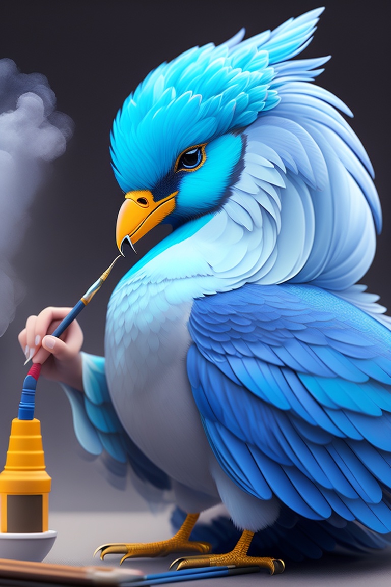 Lexica - An artist, a cerulean phoenix, in the style of chibi anime ...