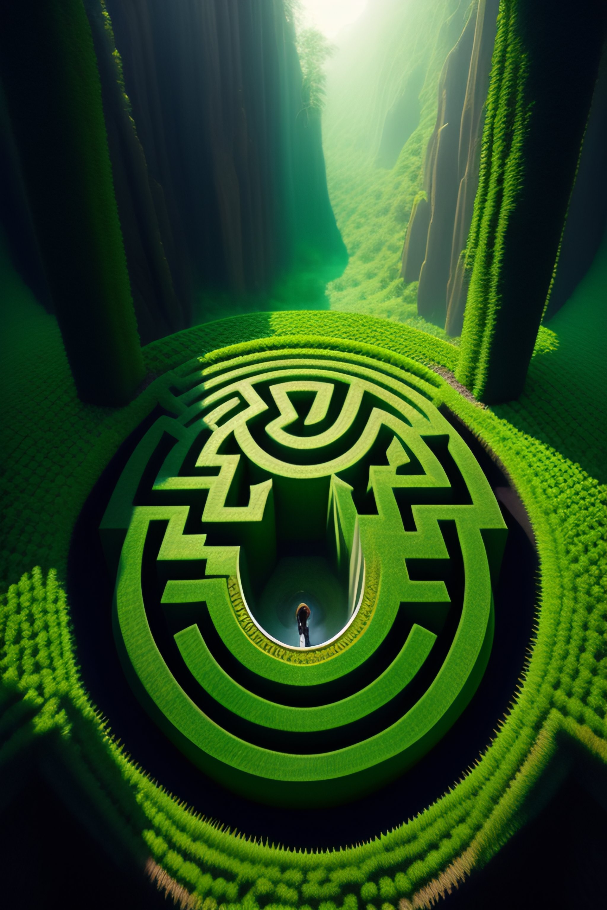 Lexica - Lost in a emerald maze,labyrinth from above, huge jade golem ...