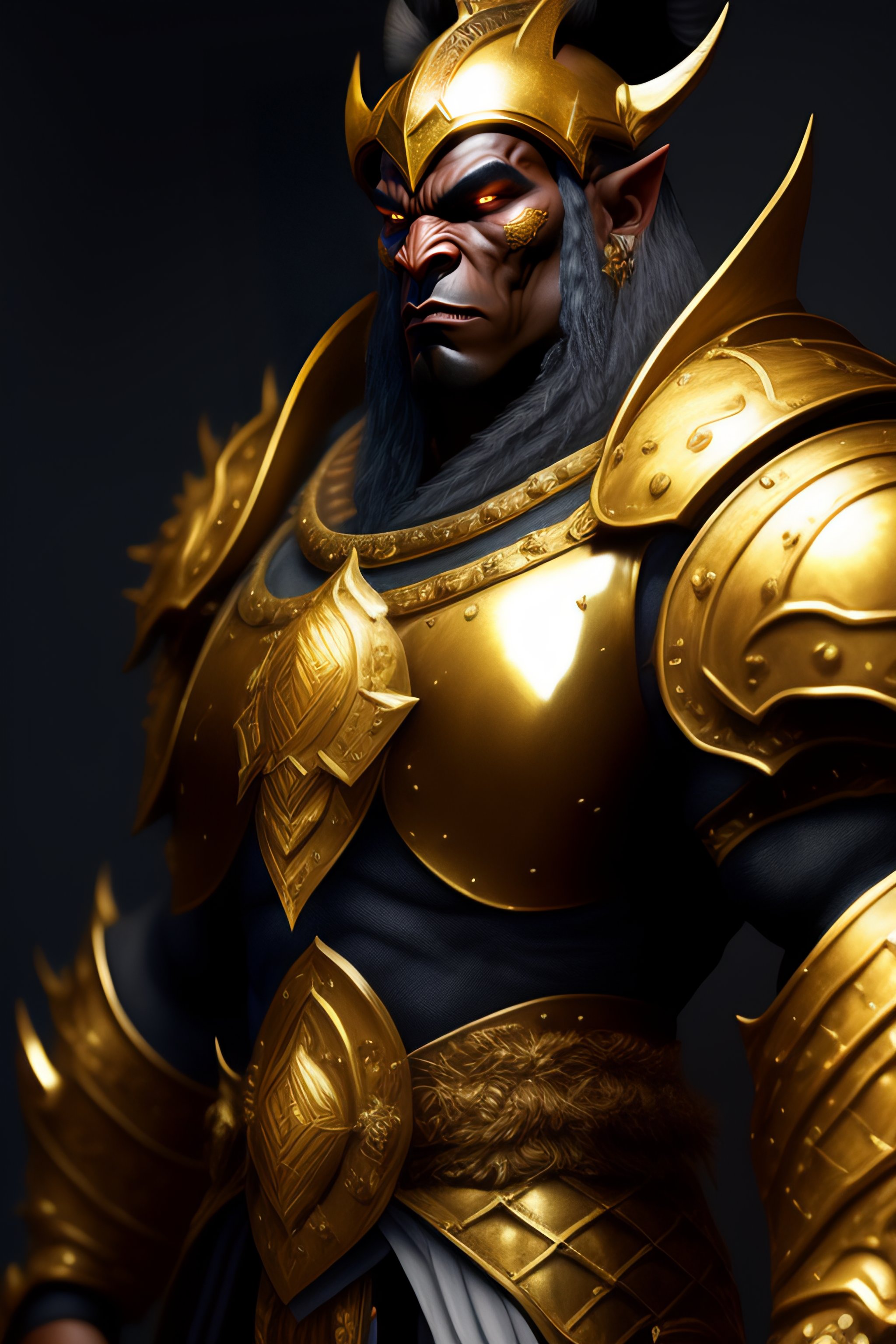 Lexica - An orc with gold armor in a very detailed and realistic ...