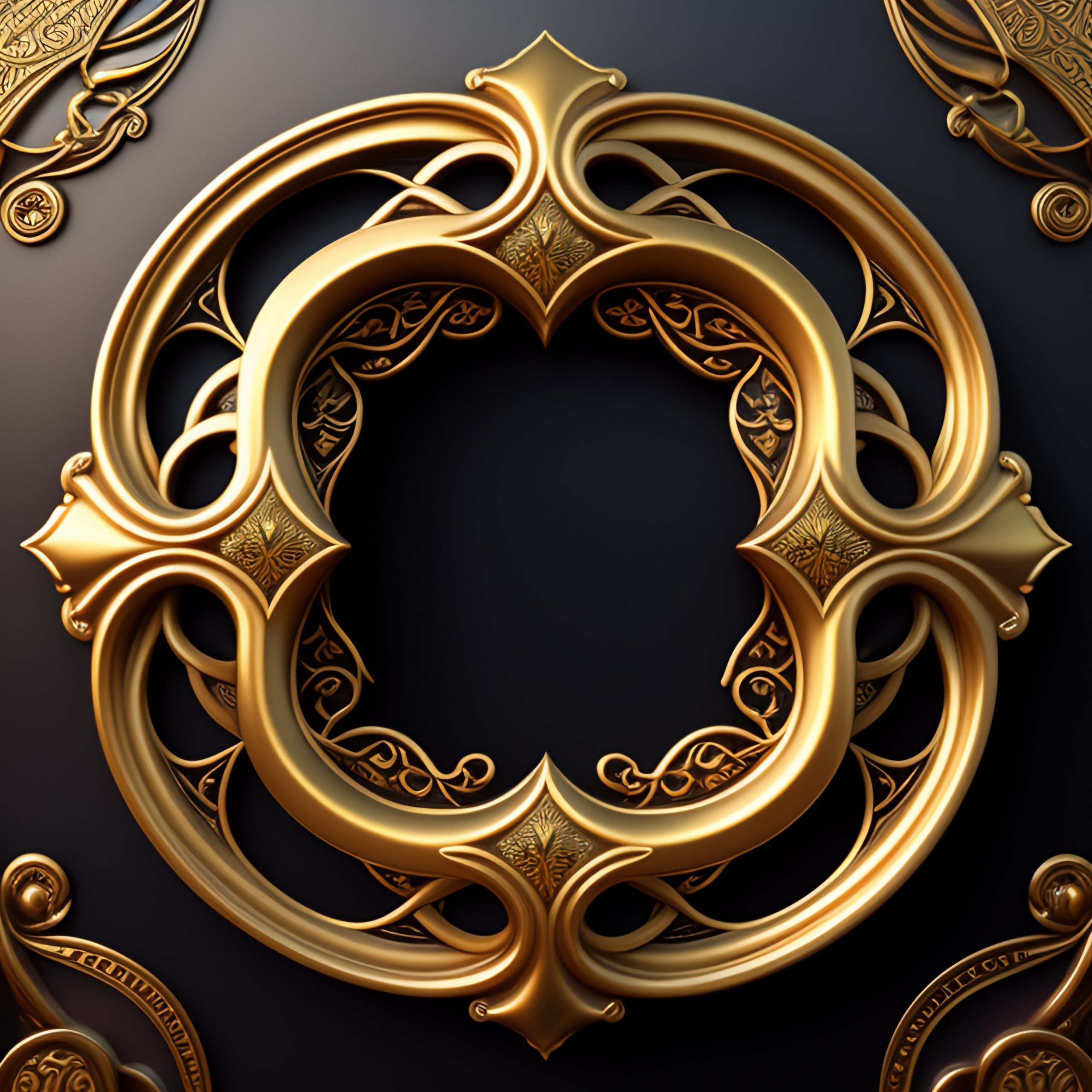 Lexica - An intricate art nouveau edges frame, with golden intertwined edges and crown black ...
